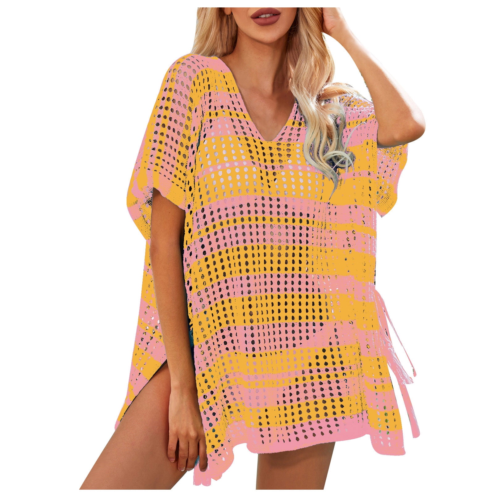 Tmoyzq Beach Cover Ups For Women Oversized Hollow Out Crochet Knit