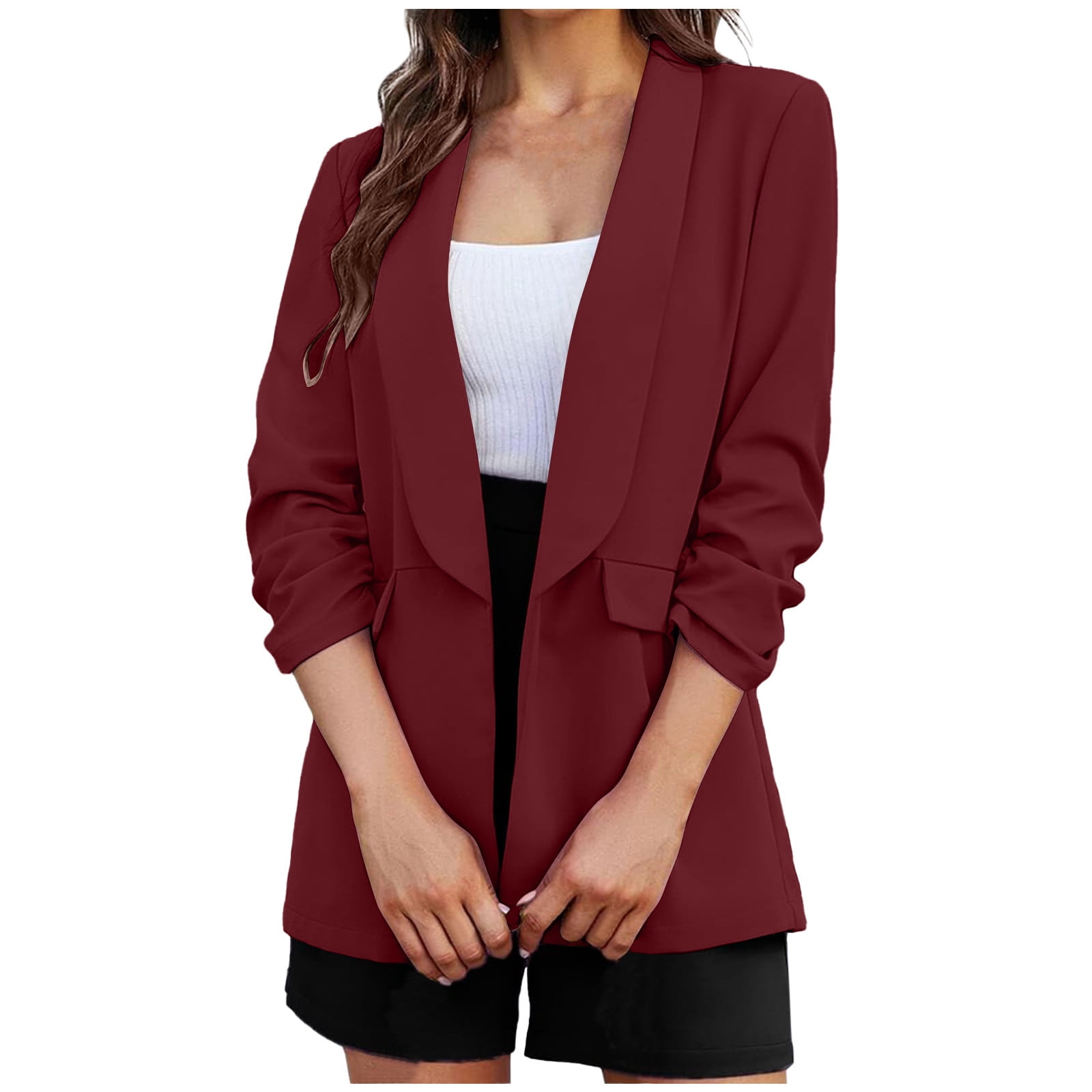 TMOYZQ Blazers for Women Business Casual, Notch Lapel Open Front Work ...