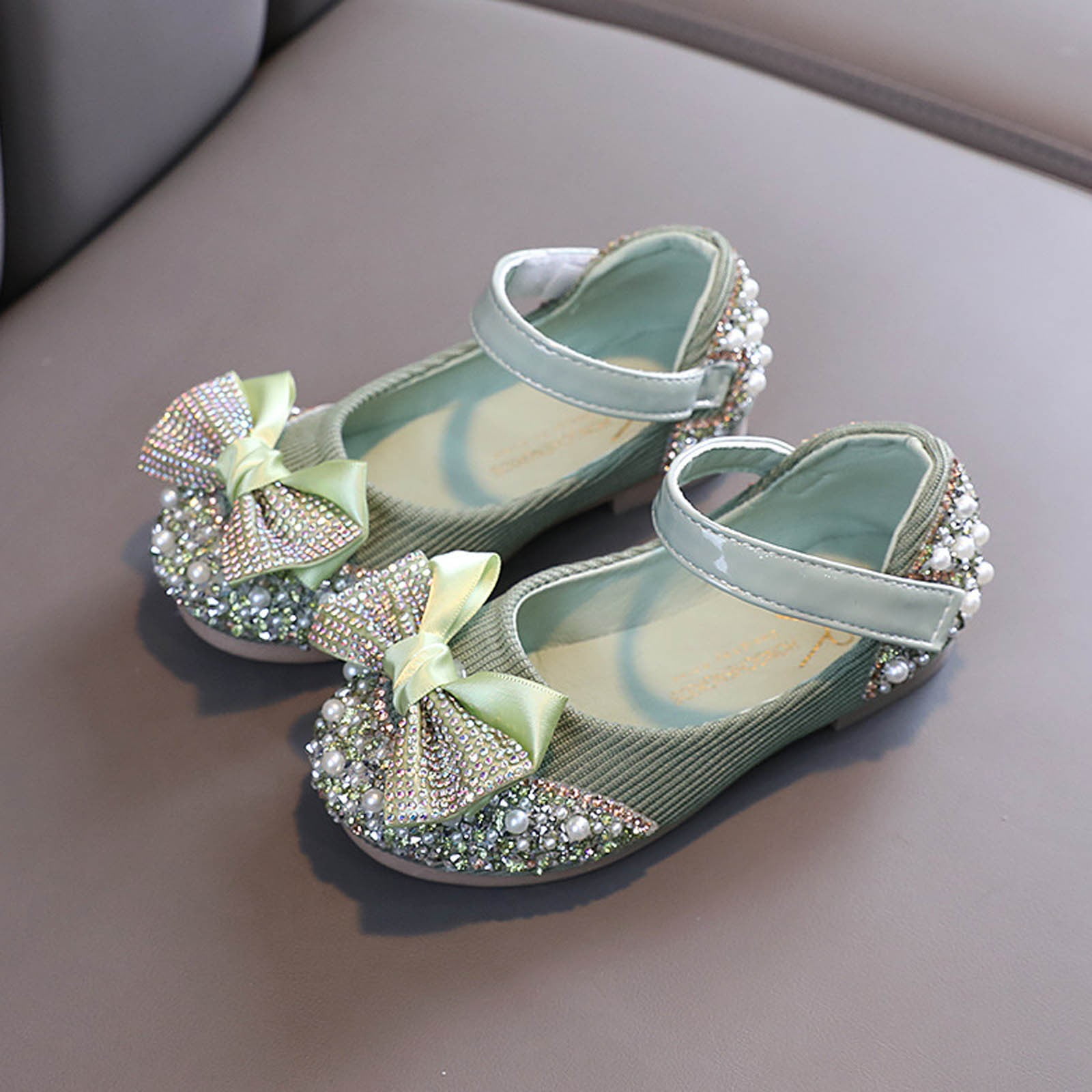 TMOYZQ Bow Dress Shoes Toddler Sparkling Princess Shoes Glitter Flower ...