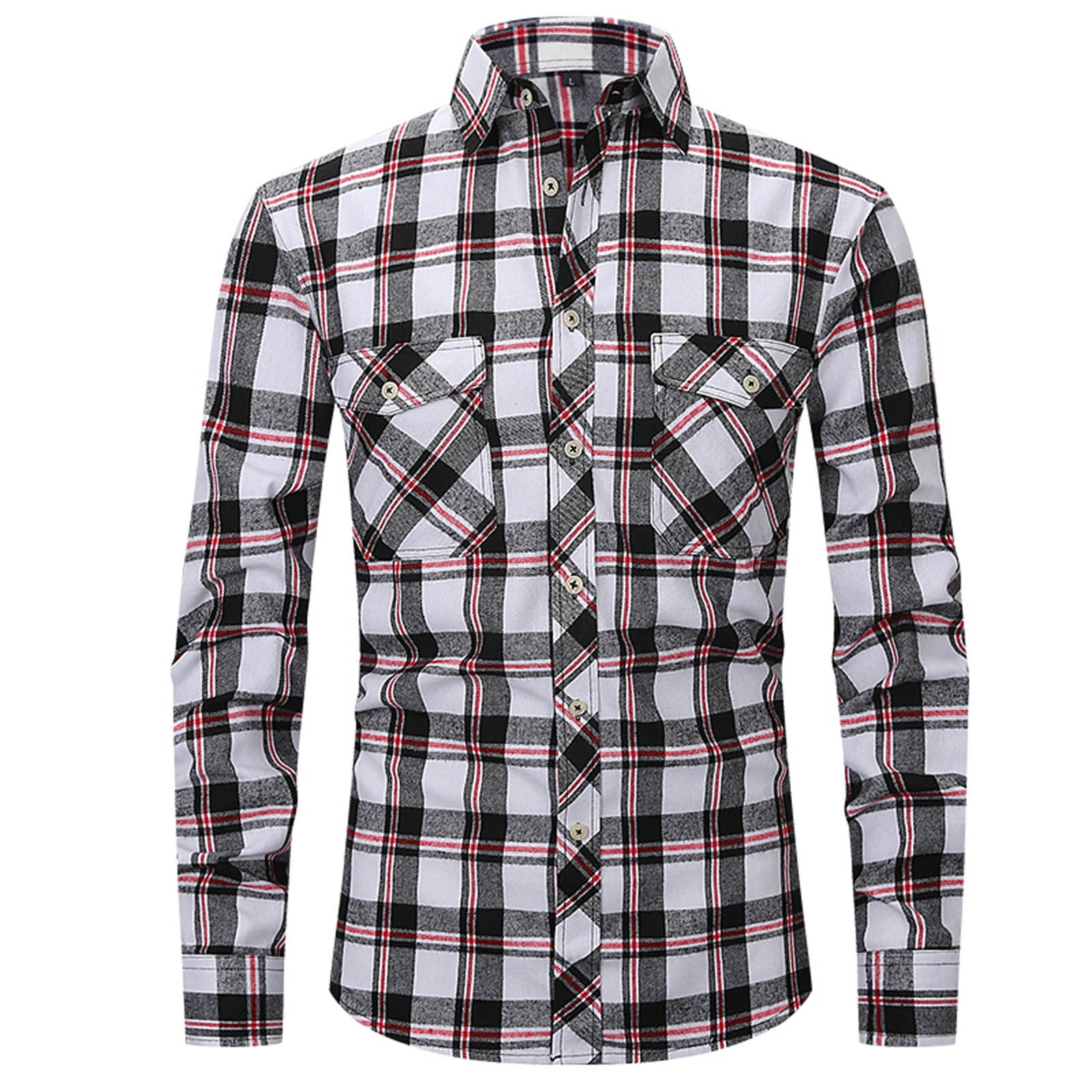 TMOYZQ Flannel Shirt for Men, Long Sleeve Flannel Plaid Shirts Casual ...