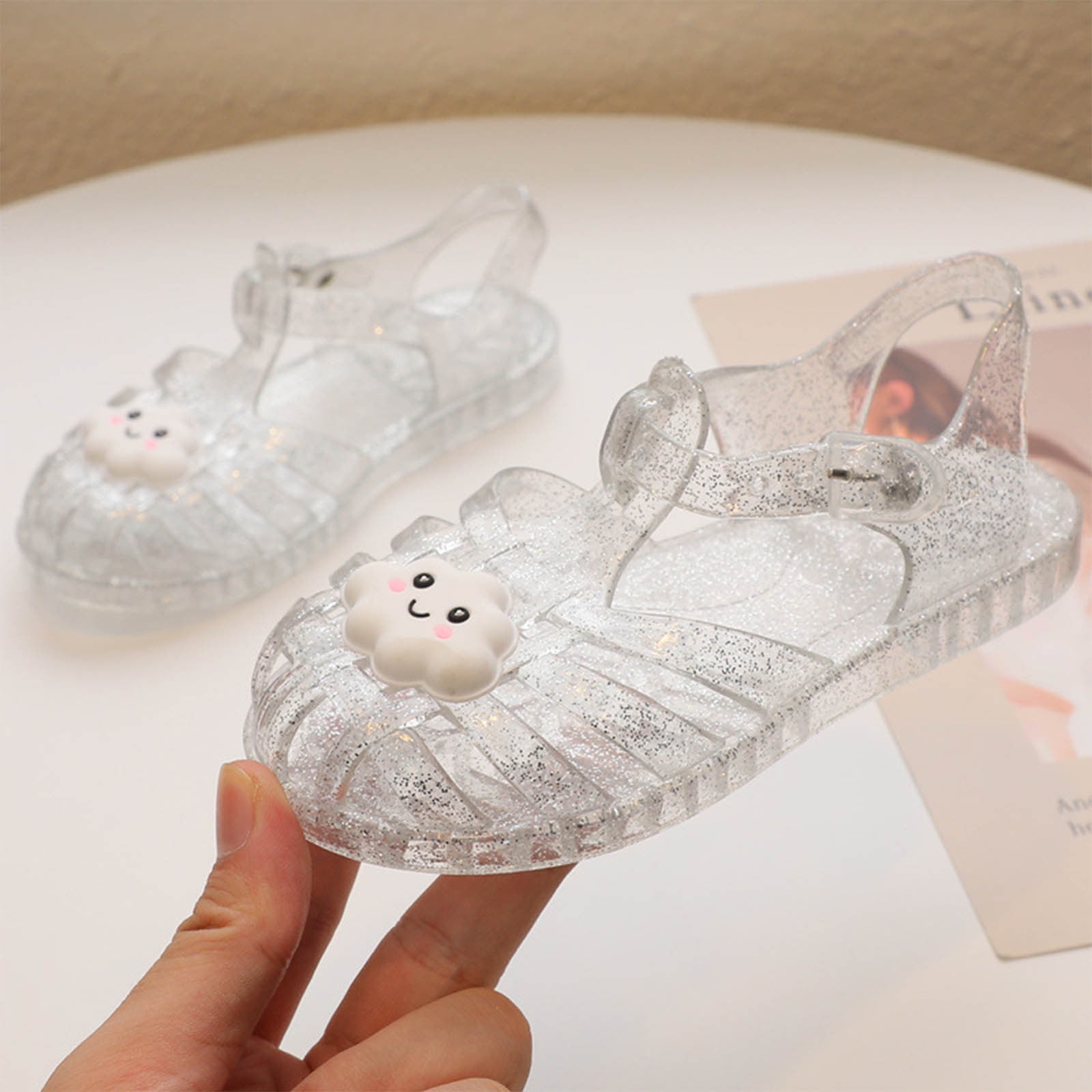 TMOYZQ Jelly Sandals for Girls Closed Toe Princess Costume Summer Dress Crystal Shoes Fisherman ...