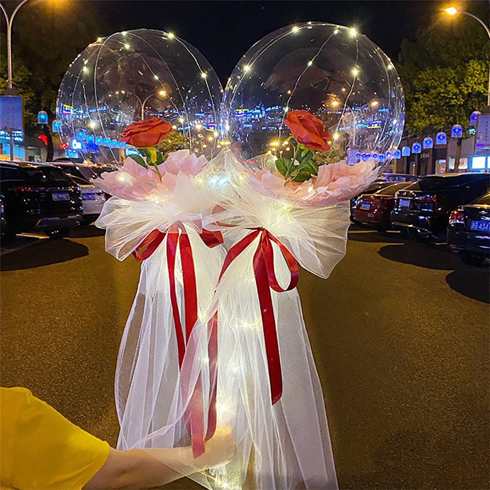 TMOYZQ Light up Balloons, LED Luminous Rose Bouquet Christmas ...