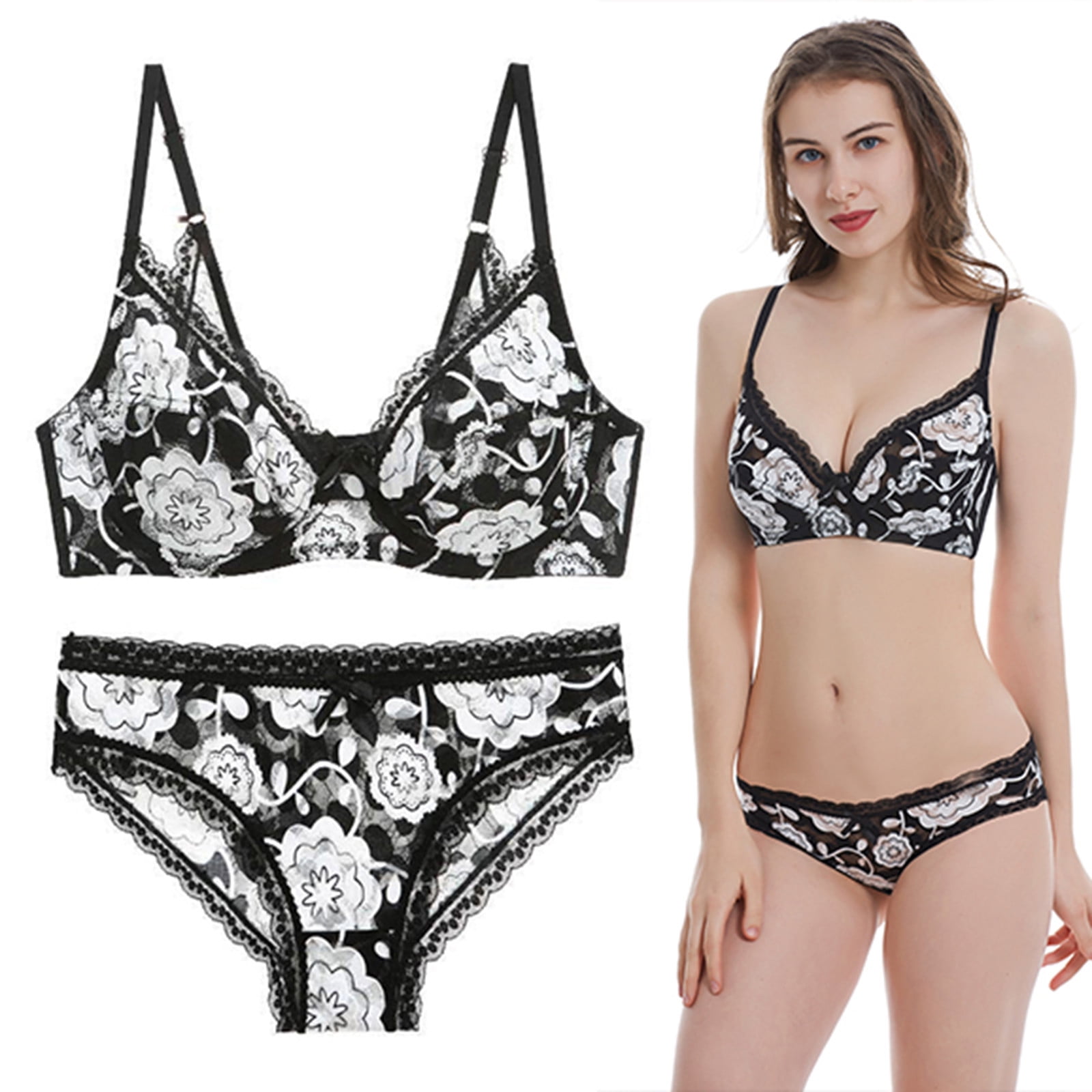 Tmoyzq Lingerie Sets For Women Sexy Exotic Embroidered Floral Lace