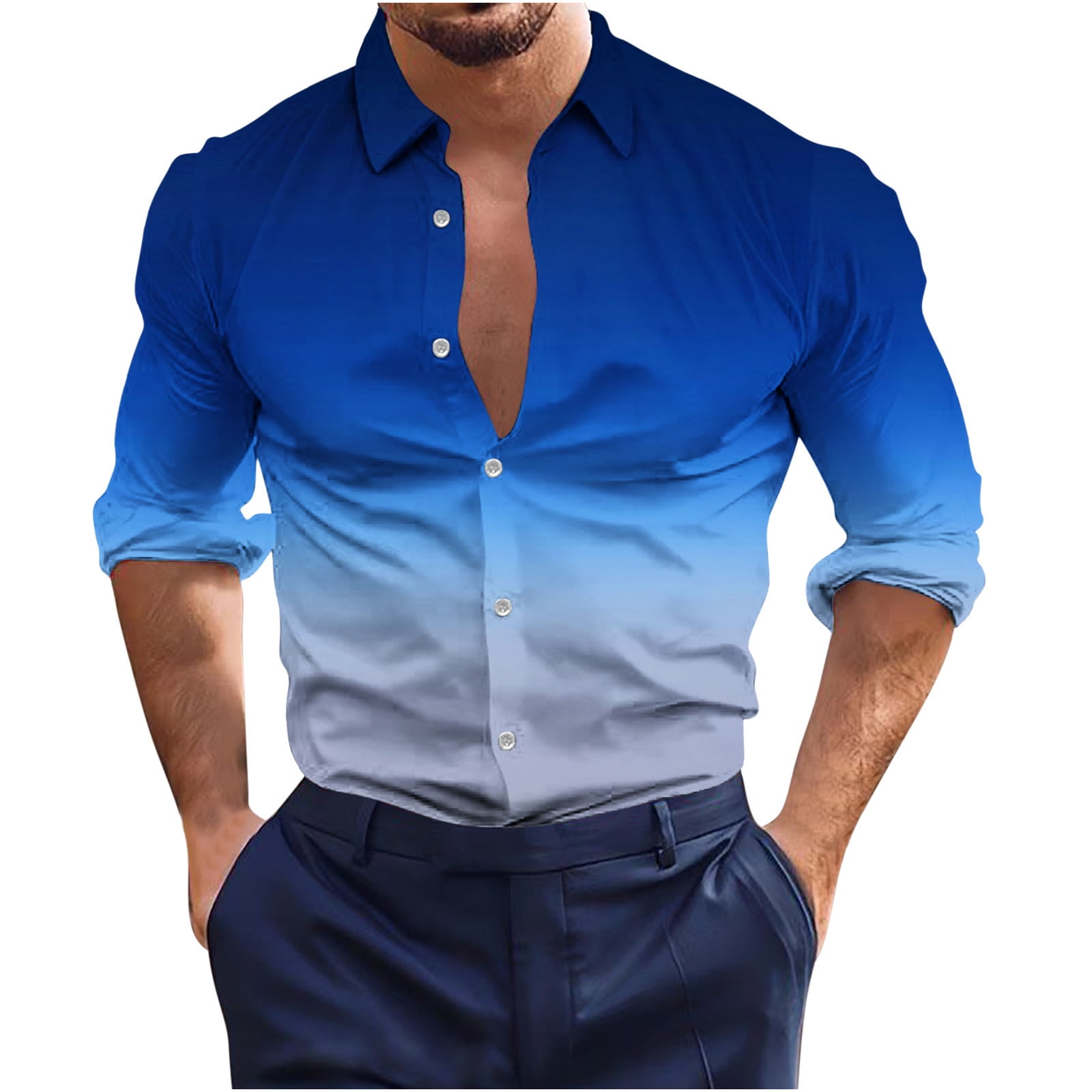 TMOYZQ Men's Dress Shirts Business Casual Button Down Shirts Stretch ...