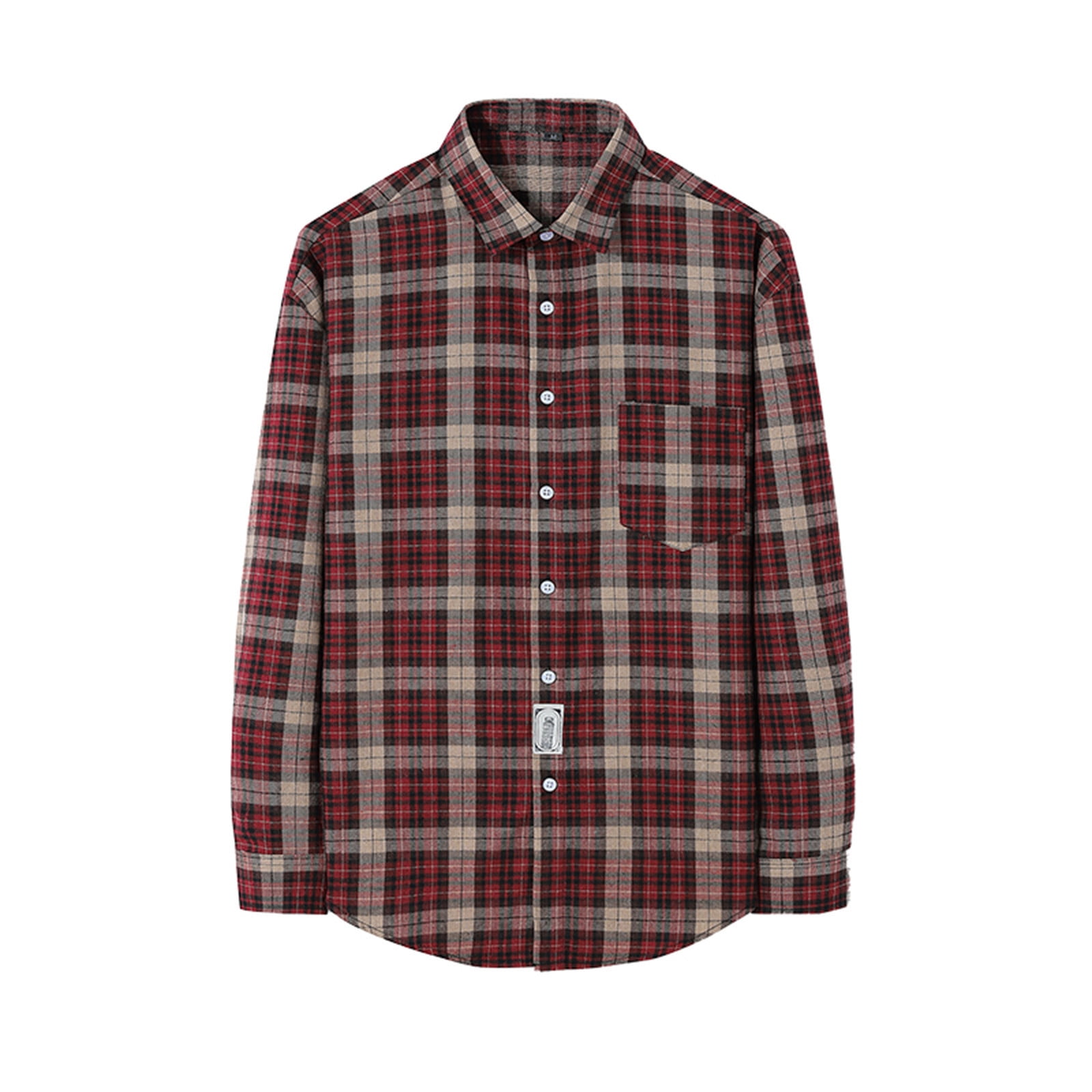TMOYZQ Men's Plus Size Long Sleeve Flannel Shirt Casual Button Down ...