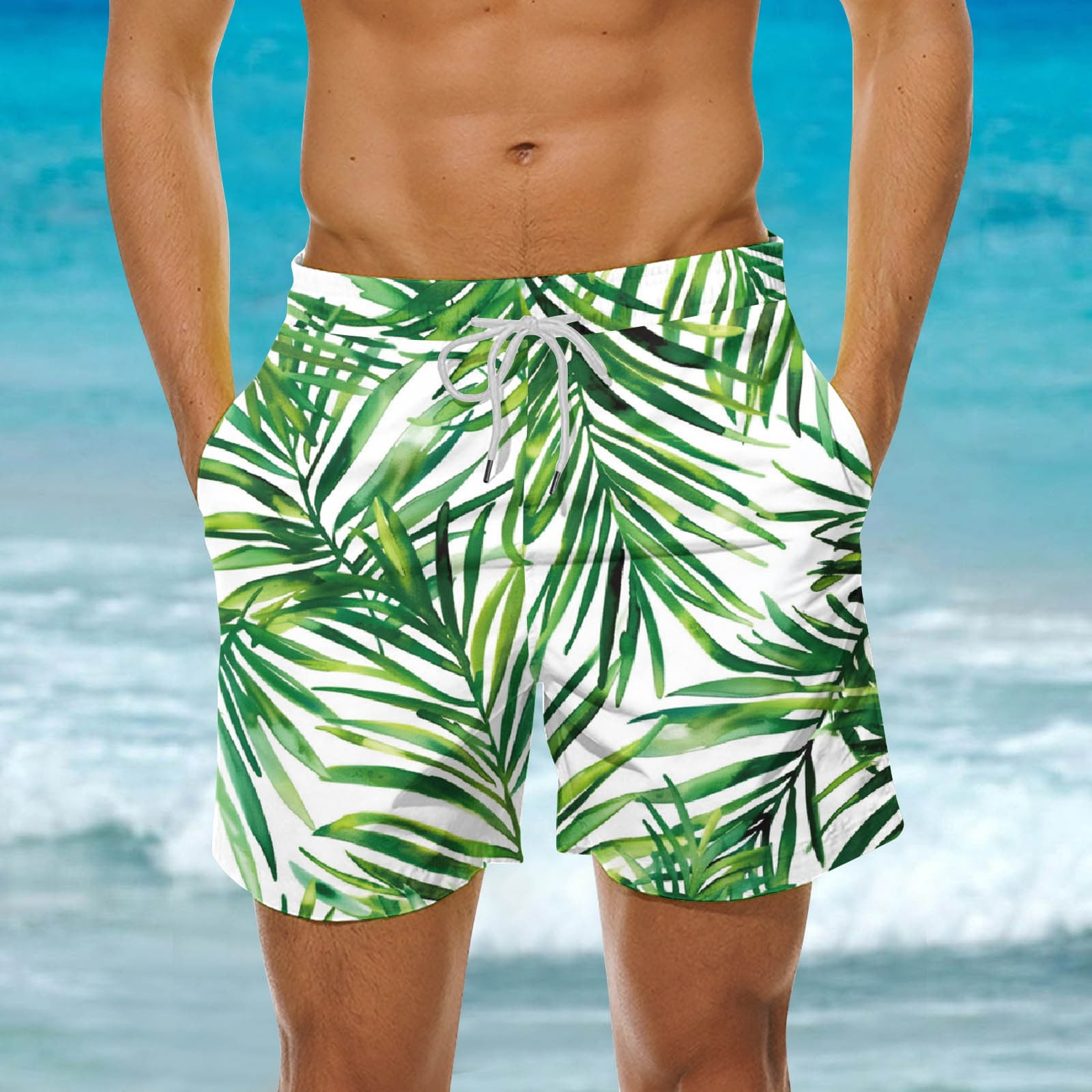 TMOYZQ Men's Quick Dry Swim Trunks Lightweight Hawaiian Bathing Suit ...