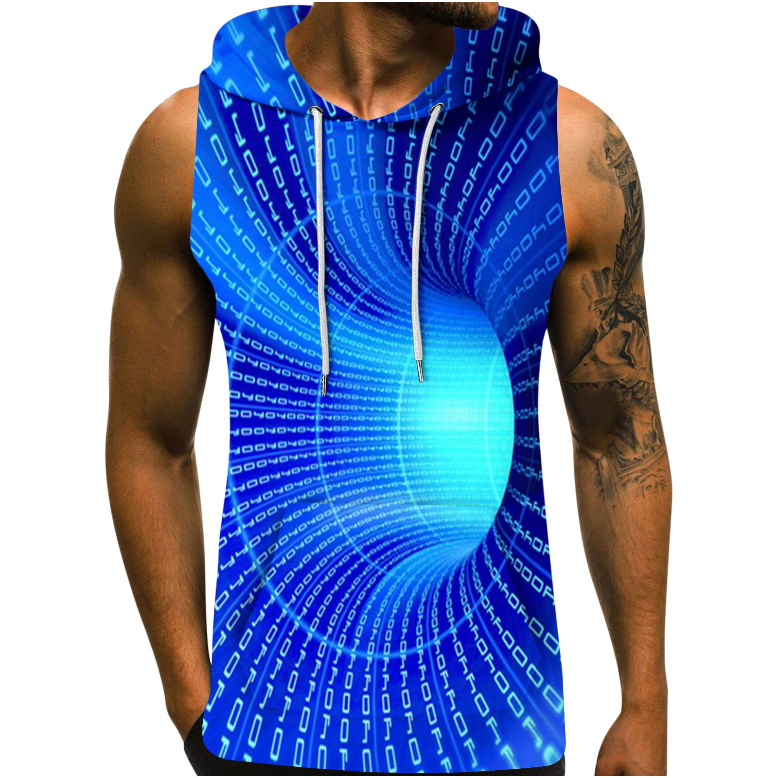 TMOYZQ Men's Sleeveless Hooded Tank Tops Workout Gym Bodybuilding ...