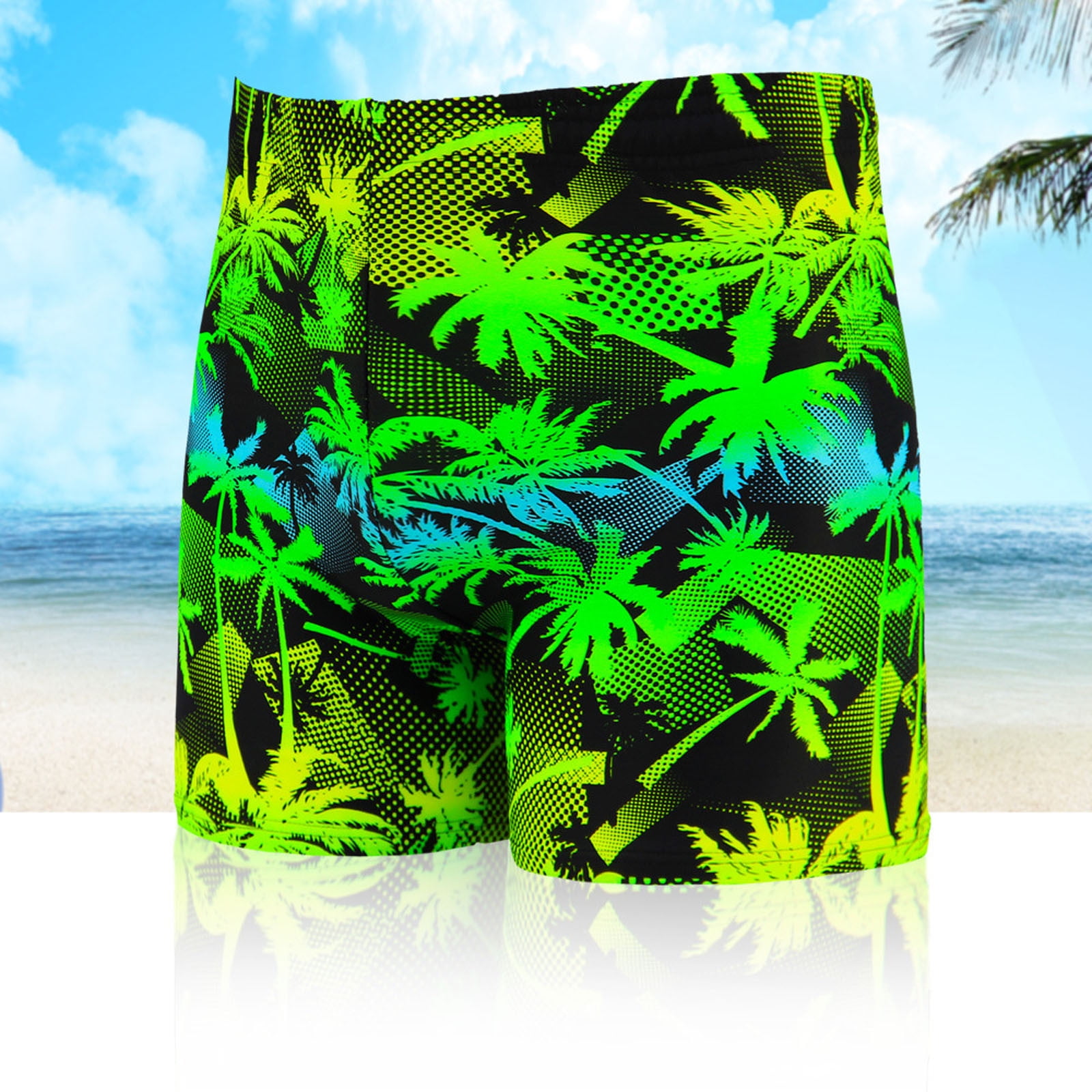 TMOYZQ Men's Tropical Print Hawaiian Square Leg Swim Briefs Swimsuit ...