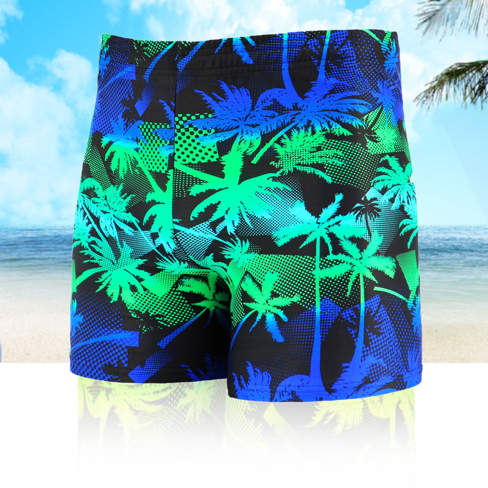 Tmoyzq Mens Tropical Print Hawaiian Square Leg Swim Briefs Swimsuit