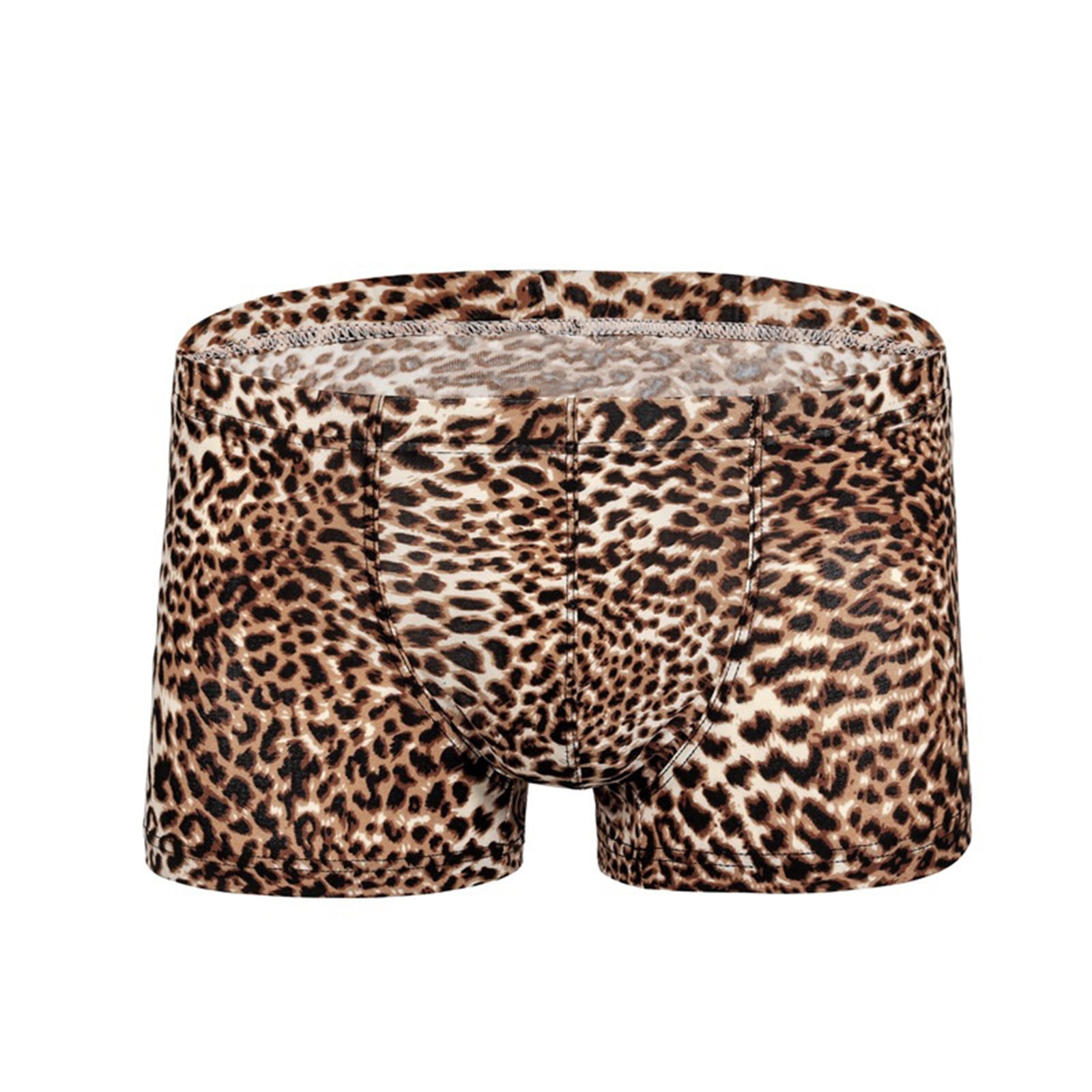 TMOYZQ Mens Leopard Print Double Pouch Boxer Briefs Stretch Breathable ...