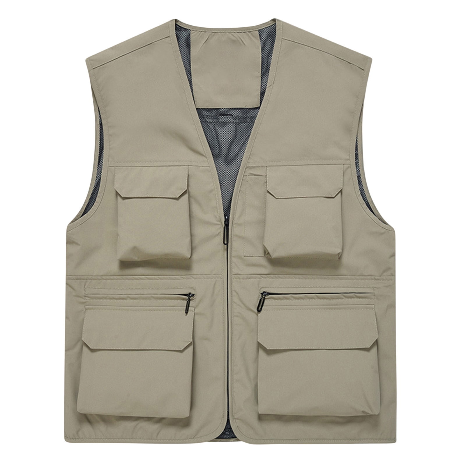 TMOYZQ Mens Mesh Lined Casual Fishing Vests with Multi Pockets Outdoor ...