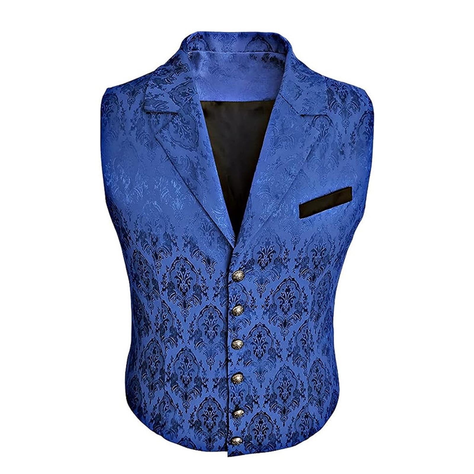 TMOYZQ Mens Vintage Paisley Suit Vest Tailored Collar Slim Gothic ...