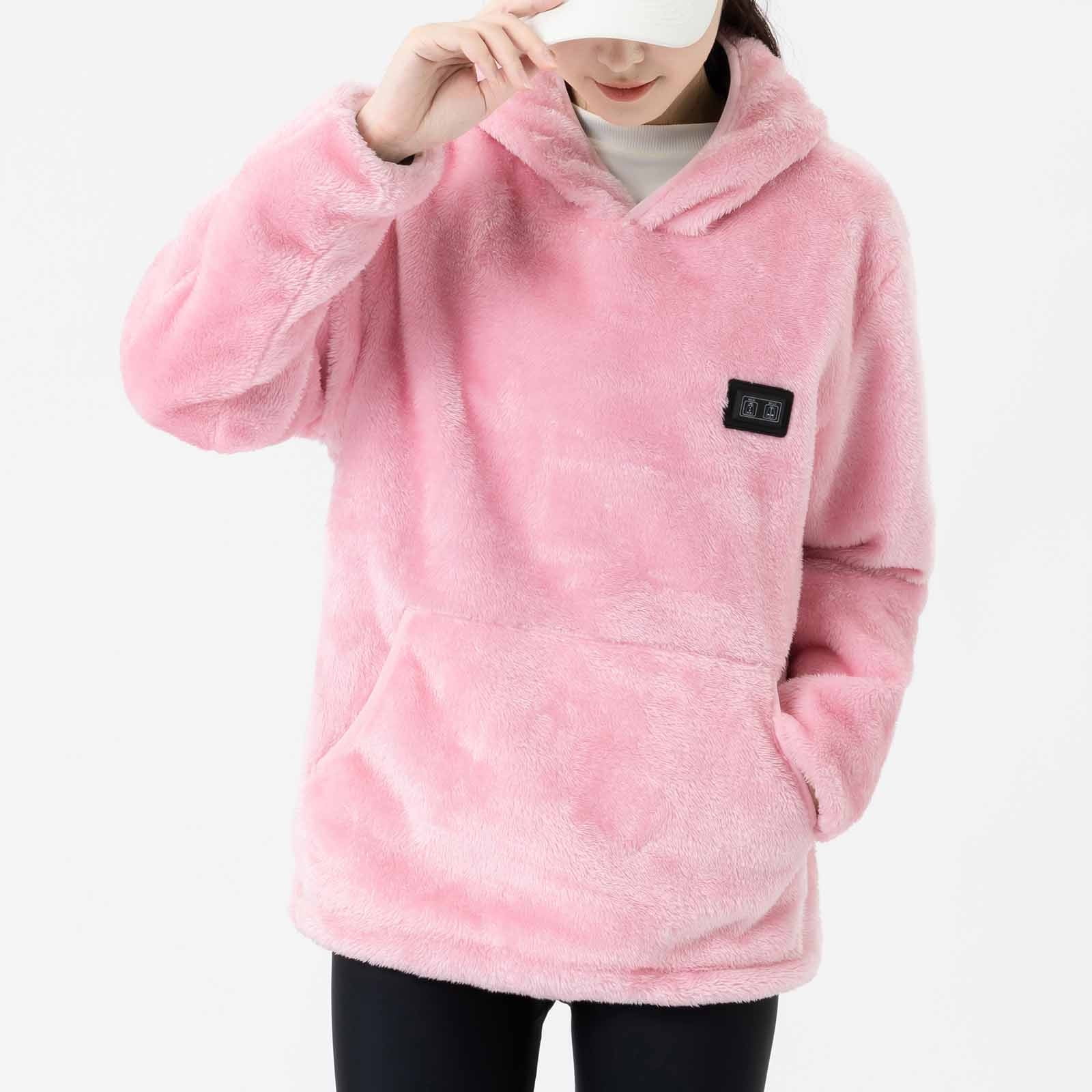 TMOYZQ Oversized Heated Fleece Hoodie for Men & Women, Smart USB ...