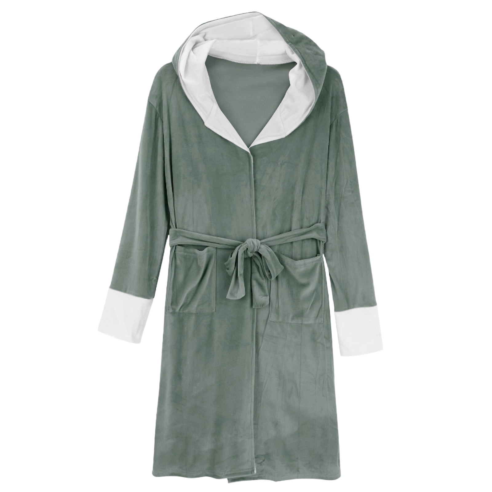 TMOYZQ Robes for Women with Hood Long Soft Warm Full Length Bathrobes ...