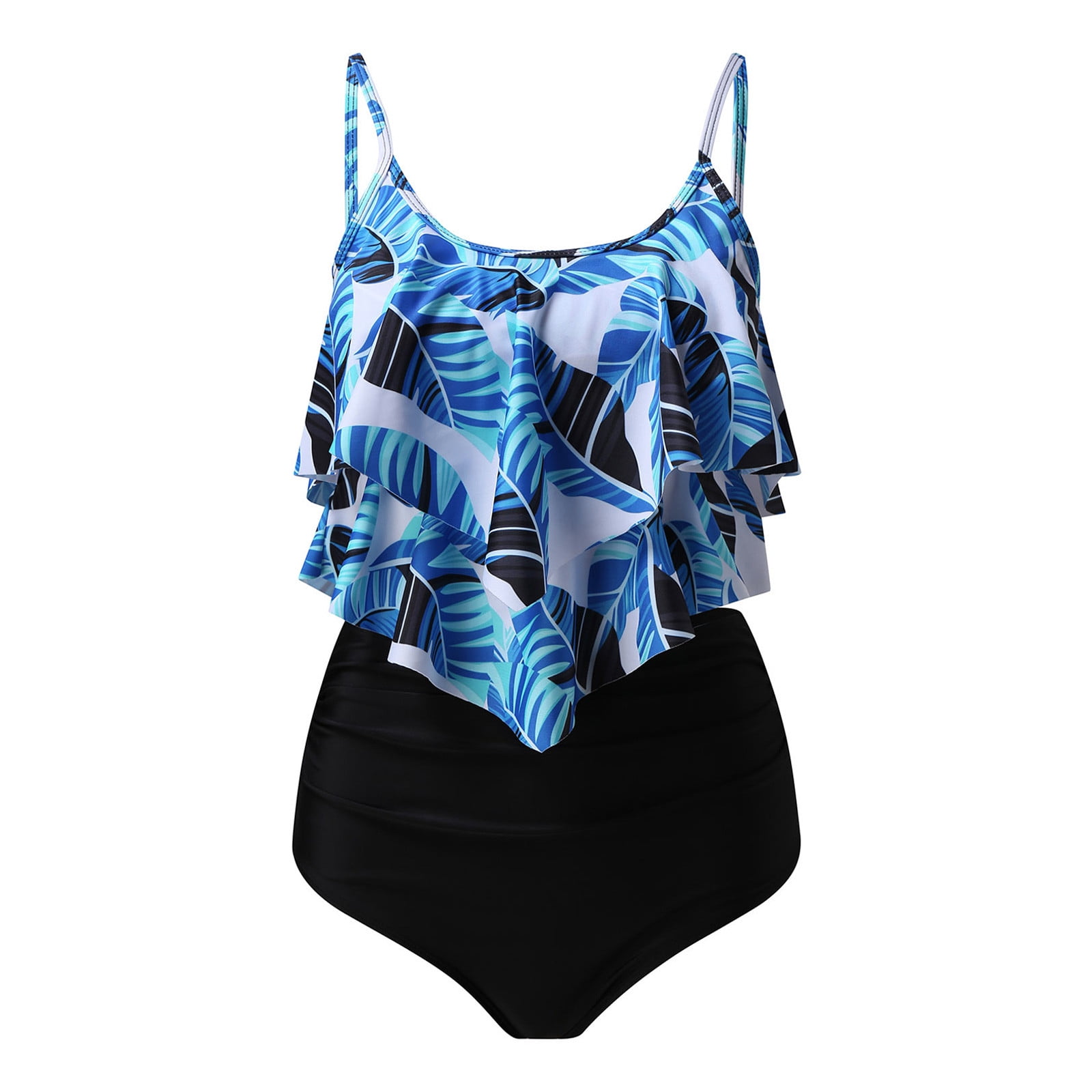 TMOYZQ Tankini Swimsuits for Women Ruffled Tank Tops with Tummy Control ...