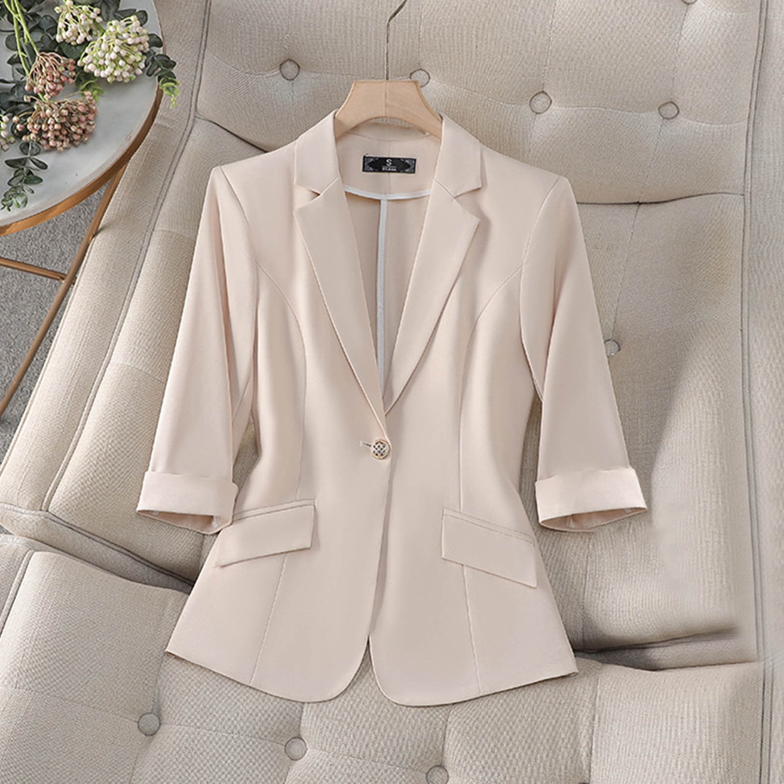 Cxenplz Women's Blazers Spring Summer Half Sleeve Office Coat Top All ...