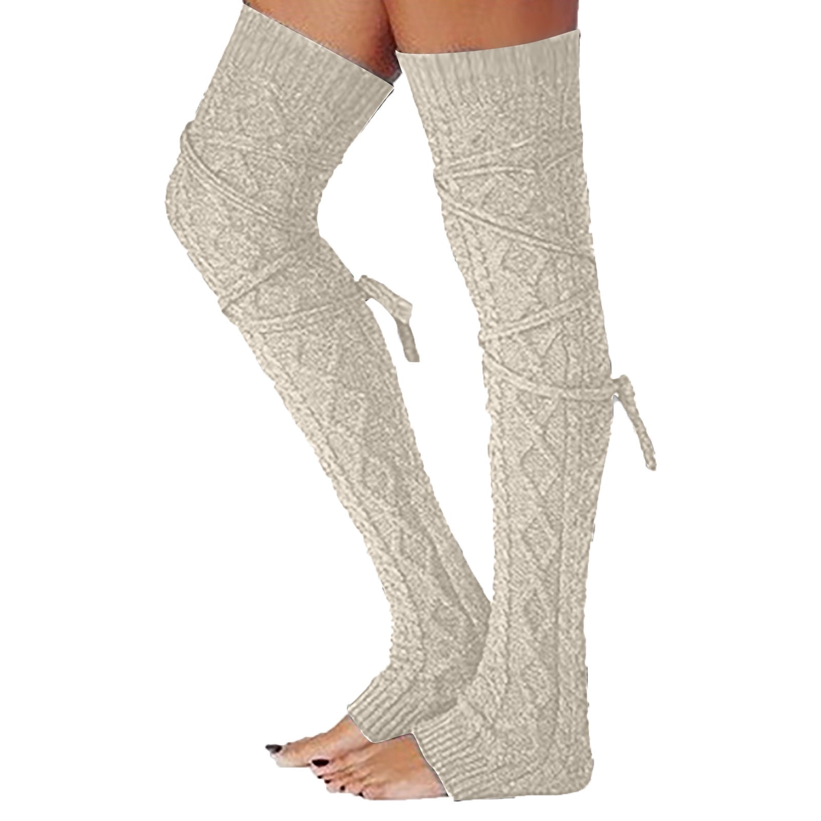 TMOYZQ Women's Cable Knit Crochet Leg Warmer Thigh High Boot Socks Over ...