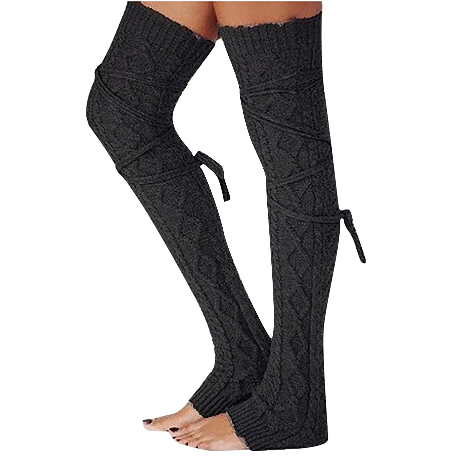 Miqool Womens Cable Knit Crochet Leg Warmer Thigh High Boot Socks Over