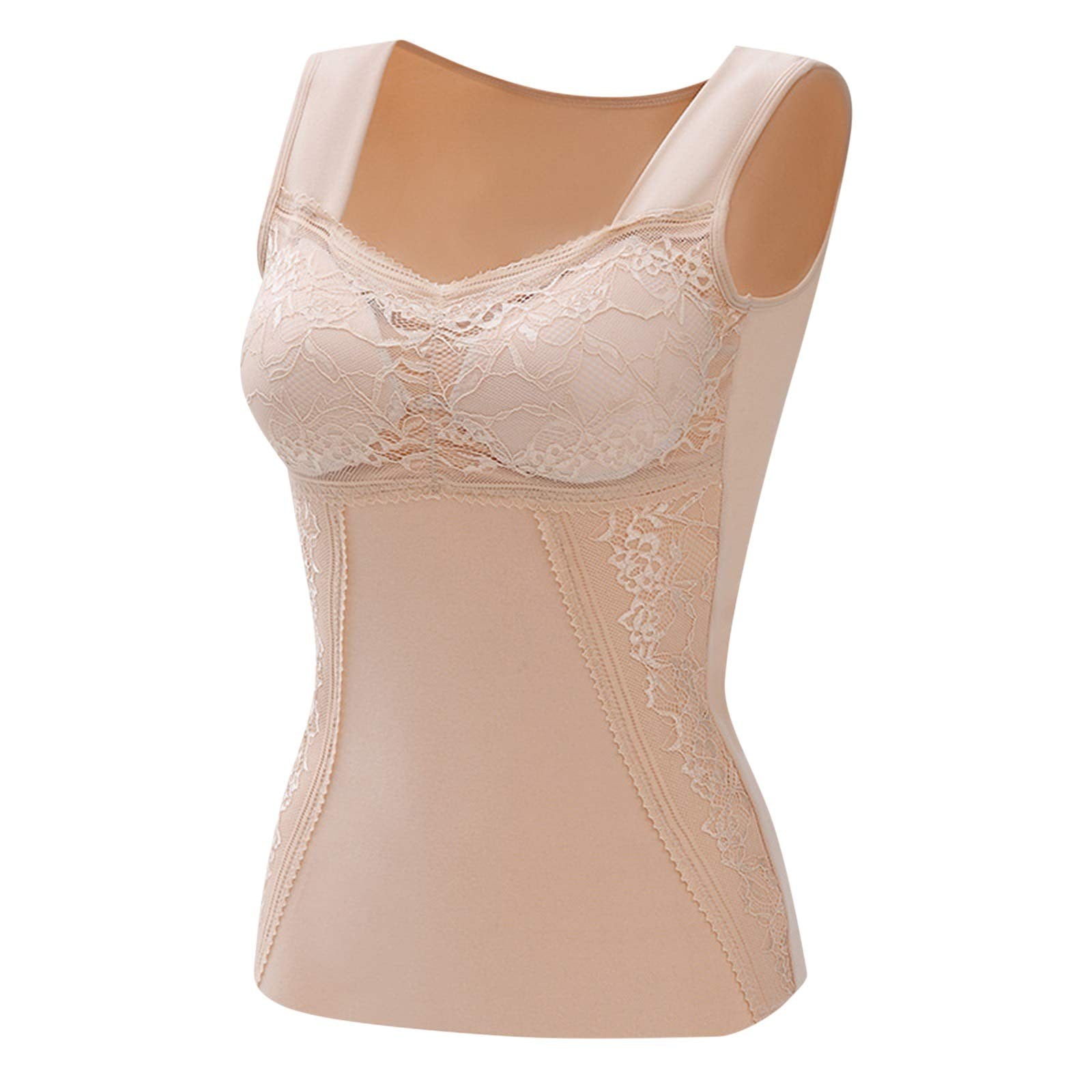 TMOYZQ Women's Compression Tank Tops Lace Sleeveless Thermal Underwear ...