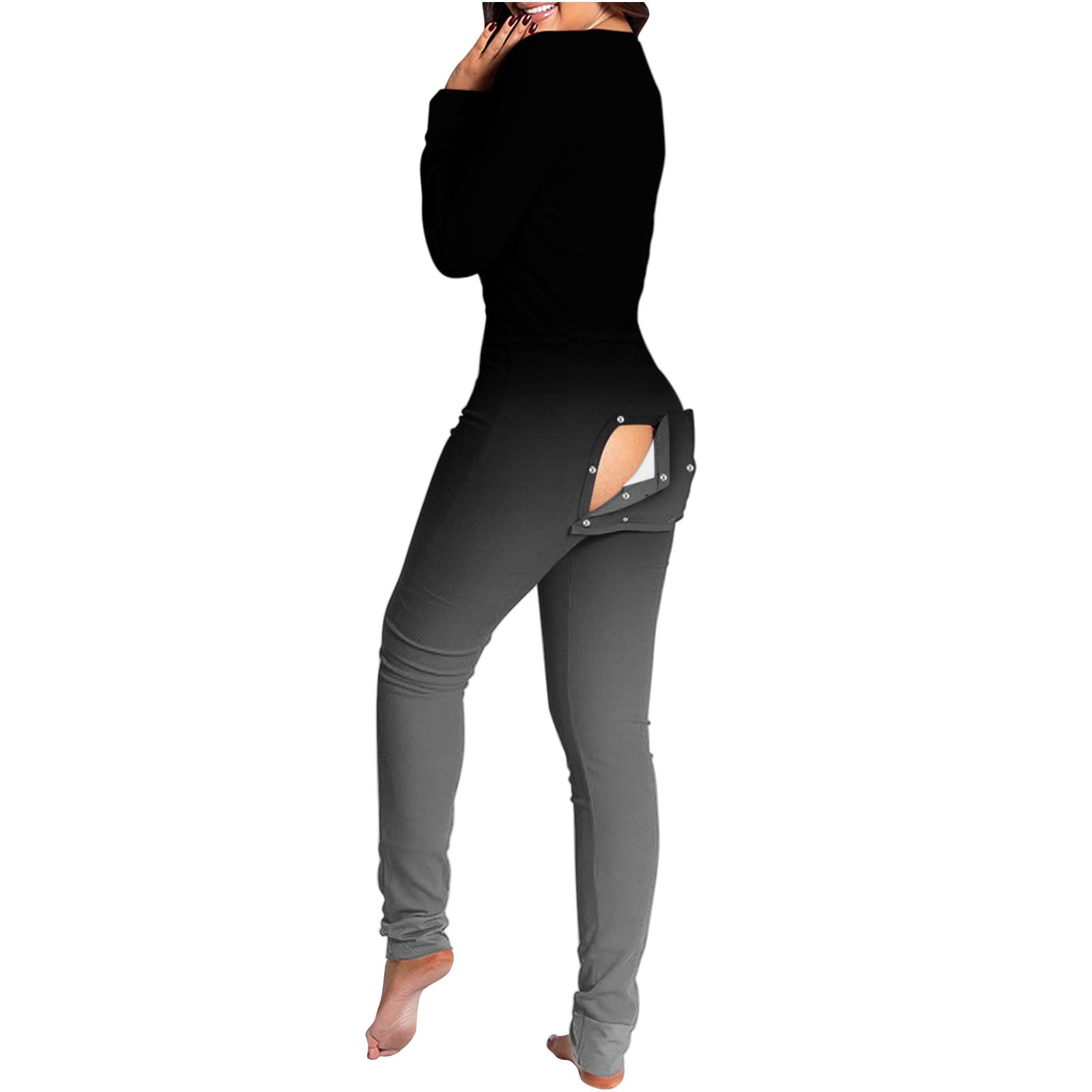 Tmoyzq Womens Plus Size Sexy Jumpsuit Sleepwear Long Sleeve Onesies