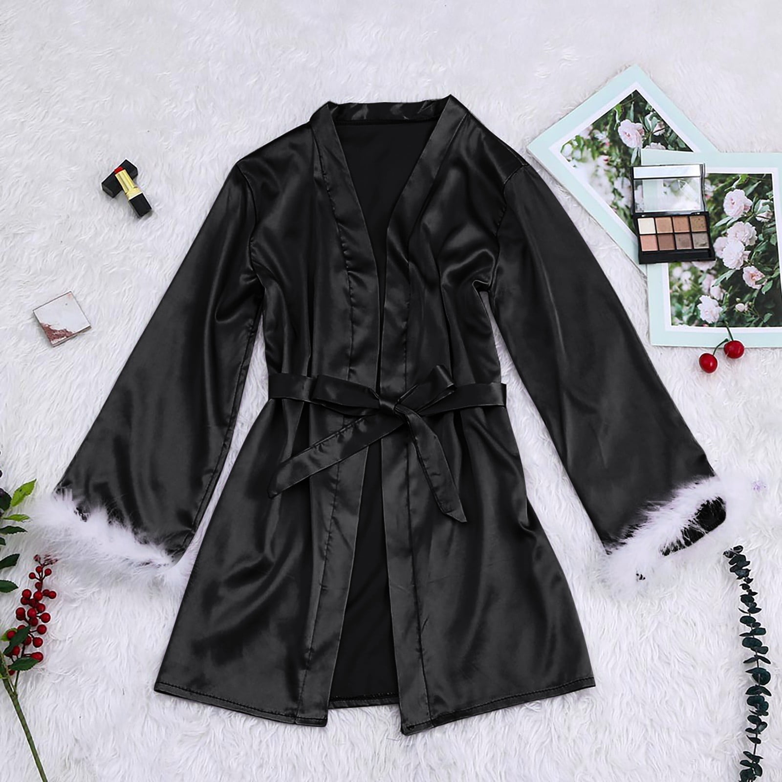 TMOYZQ Women's Plus Size Silk Satin Night Robes Wedding Bridal Party ...