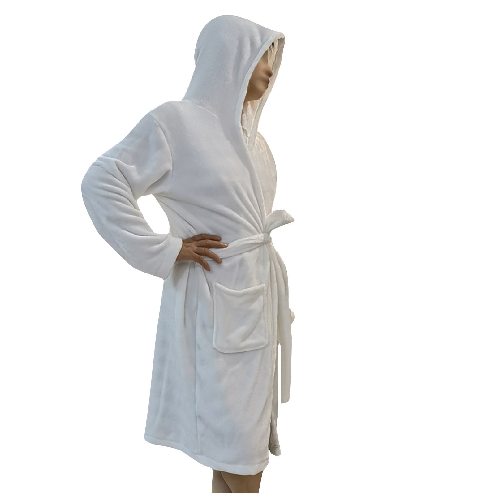 TMOYZQ Women's Soft Fuzzy Plush Fleece Belted Robes with Hood, Winter ...