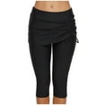 Tmoyzq Womens High Waisted Knee Length Swim Shorts With Attached Drawstring Skirt Sun