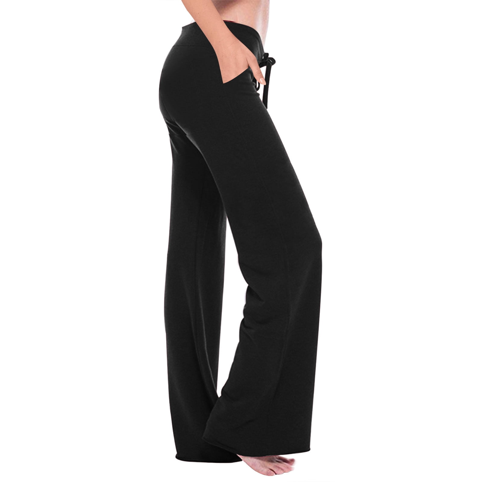 TMOYZQ Yoga Pants with Pockets for Women High Waist Drawstring Workout ...