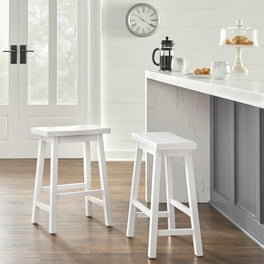 WestinTrends Reed 29 Inch Saddle Bar Stools Solid Wood Kitchen Bar Height Stools Antique White Walmart