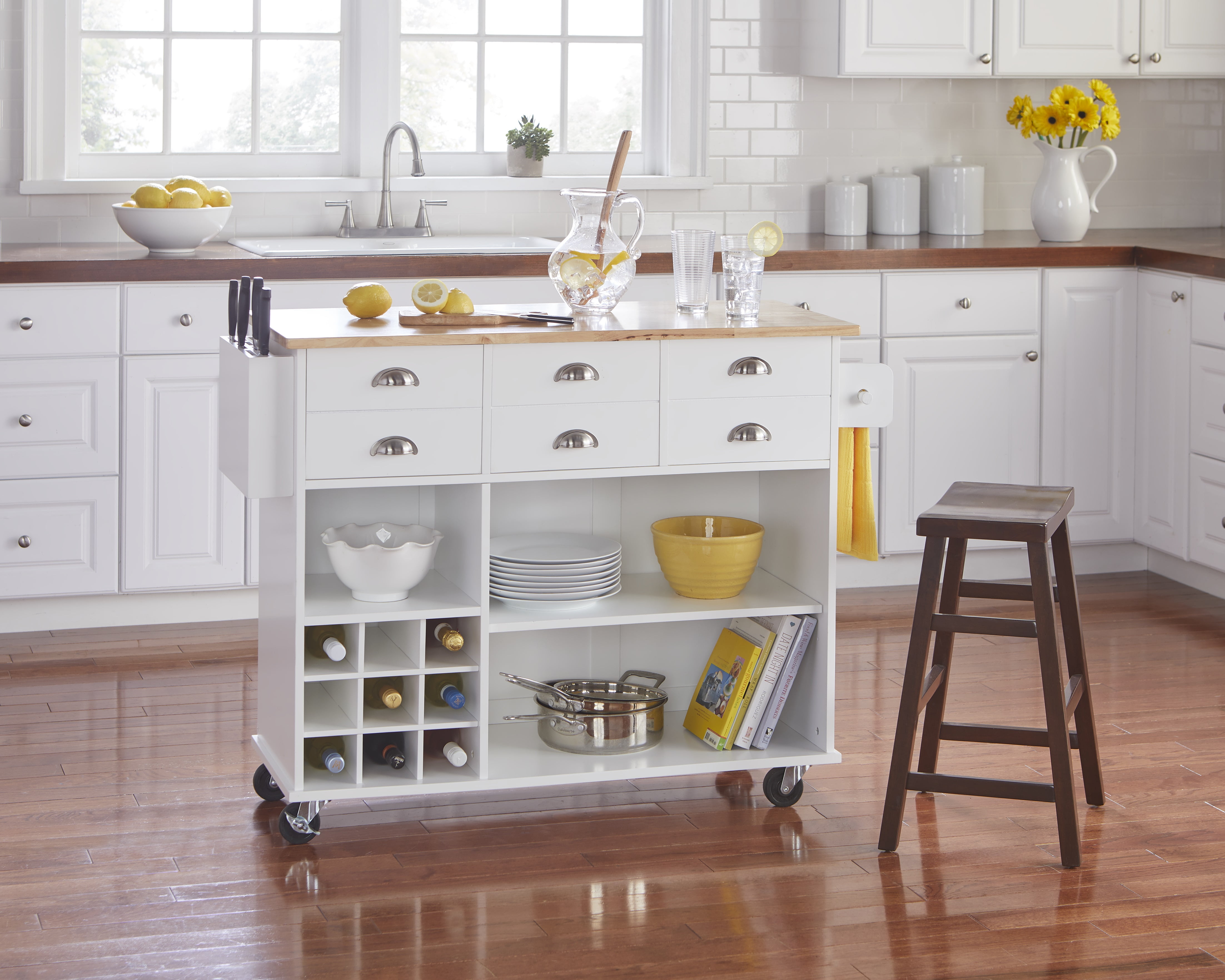 Free Shipping! TMS Alessia Kitchen Cart White with Drawers, Storage ...