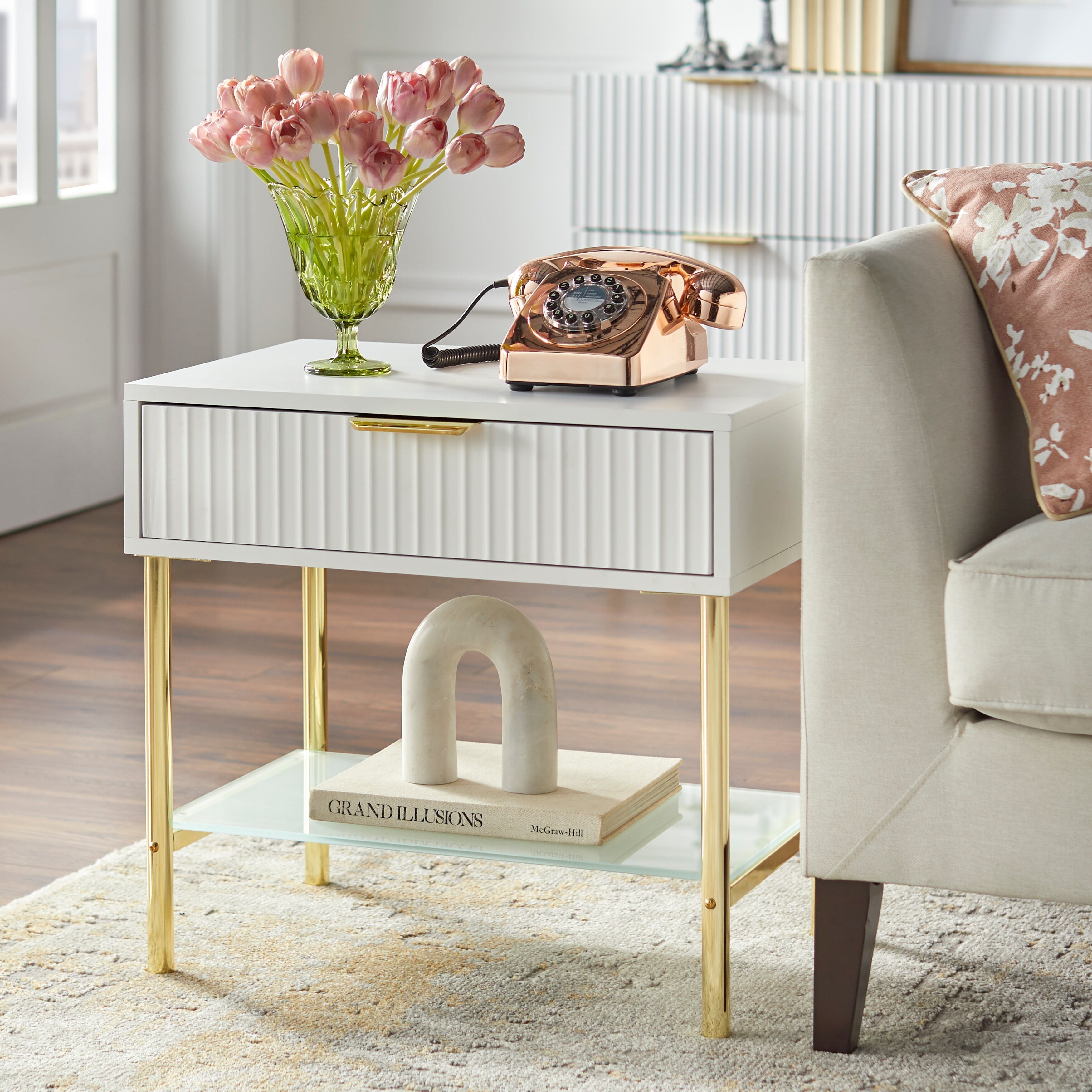TMS Burke Single Drawer End Table, White - Walmart.com
