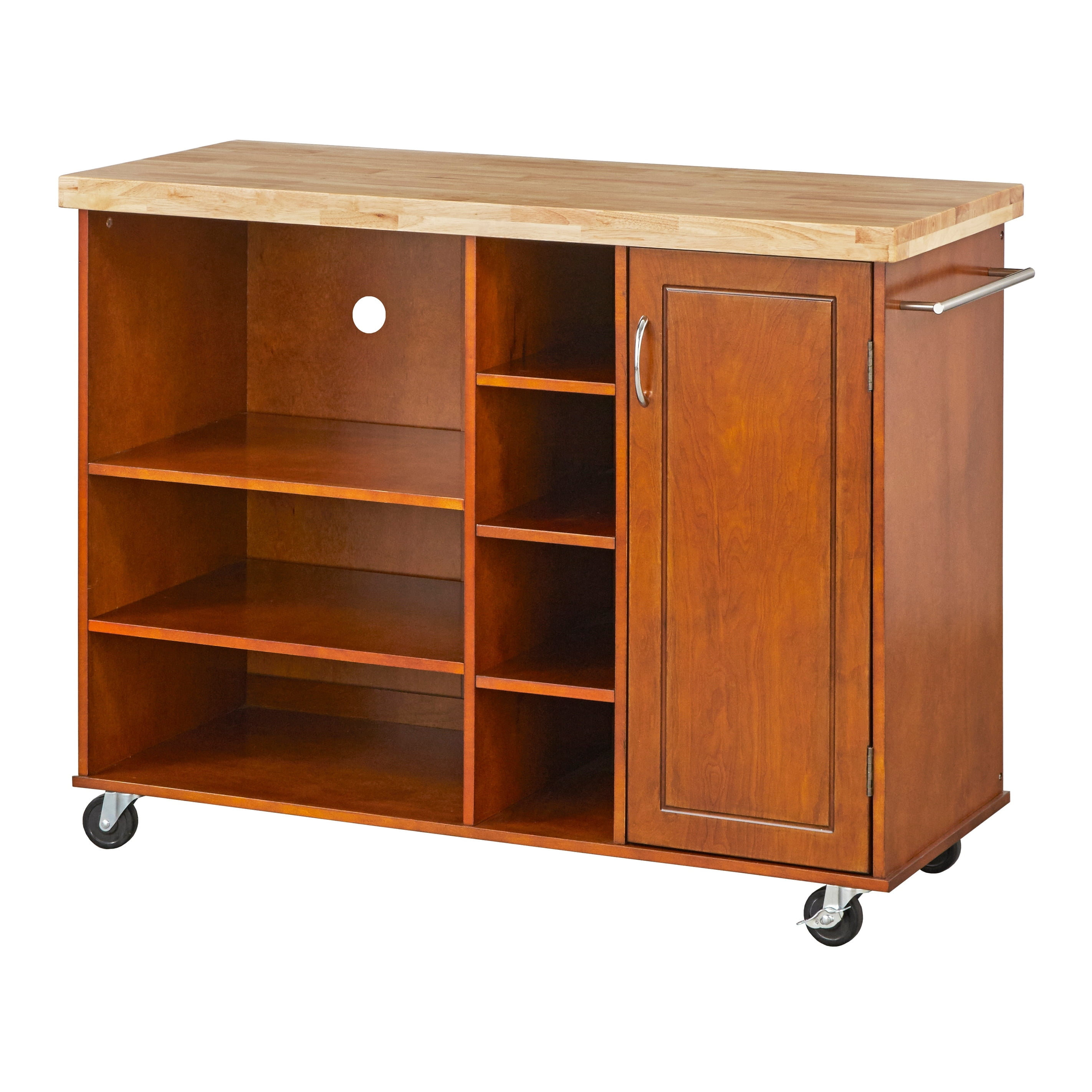 TMS Galvin Butcher Block Rolling Kitchen Cart with Microwave Cabinet ...