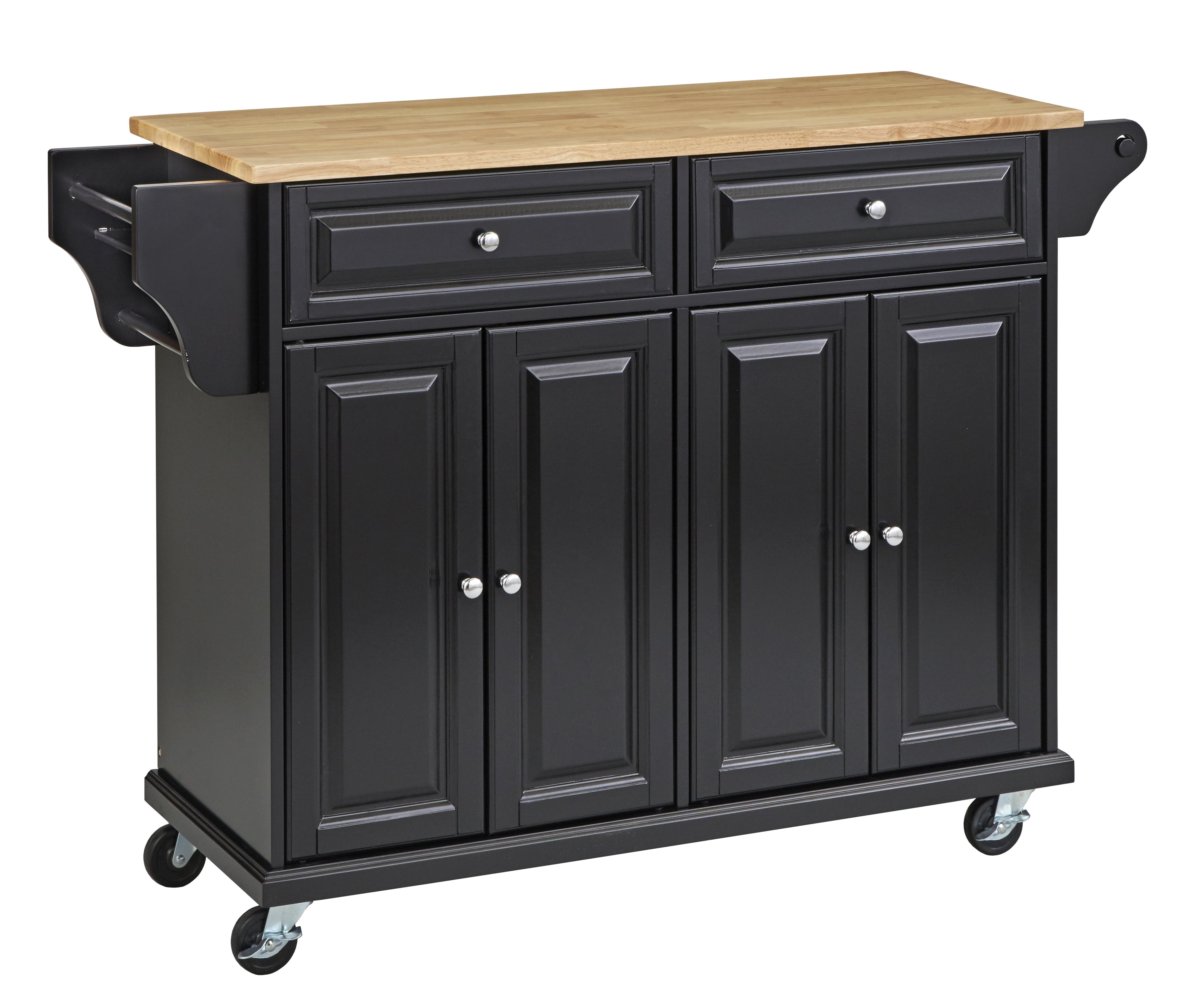 TMS Georgia Butcher Block Rolling Kitchen Island with Drawers, Shelves ...