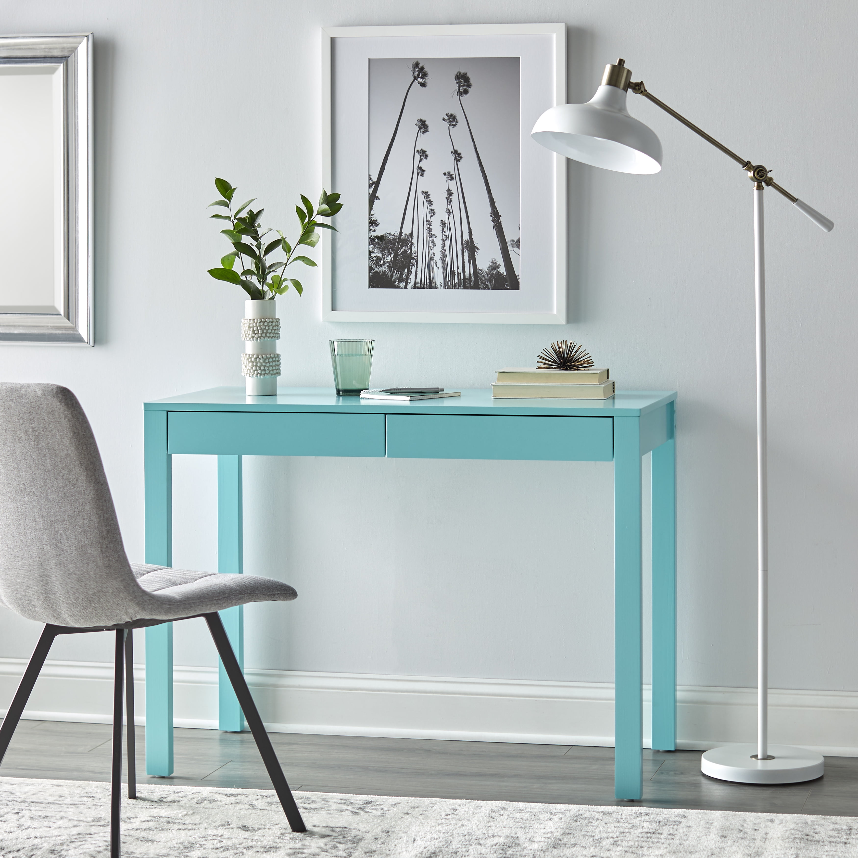 TMS Grant 2-Drawer 40" Student Writing Desk, Aqua Blue - Walmart.com