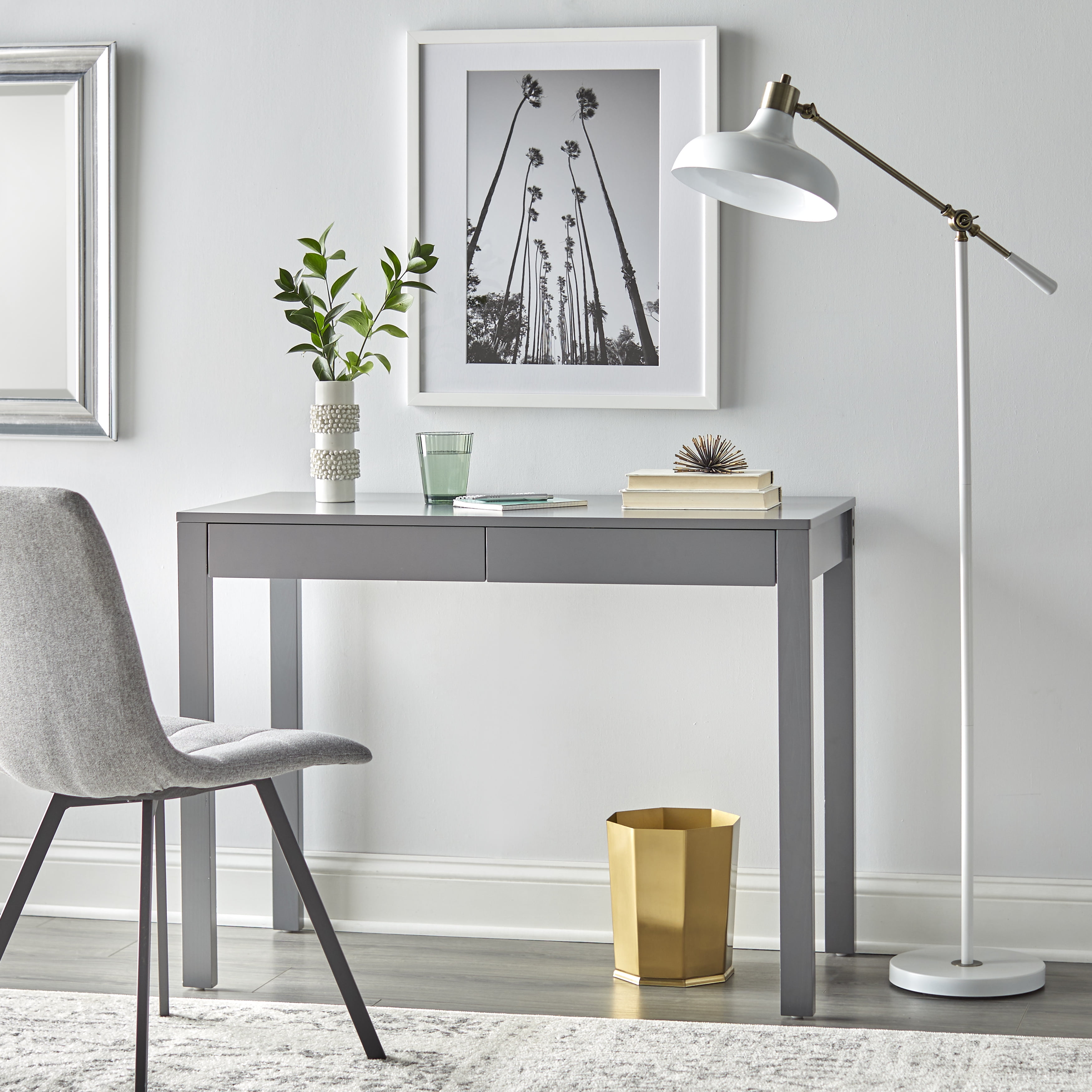 TMS Grant 2-Drawer 40" Student Writing Desk, Charcoal Gray - Walmart.com