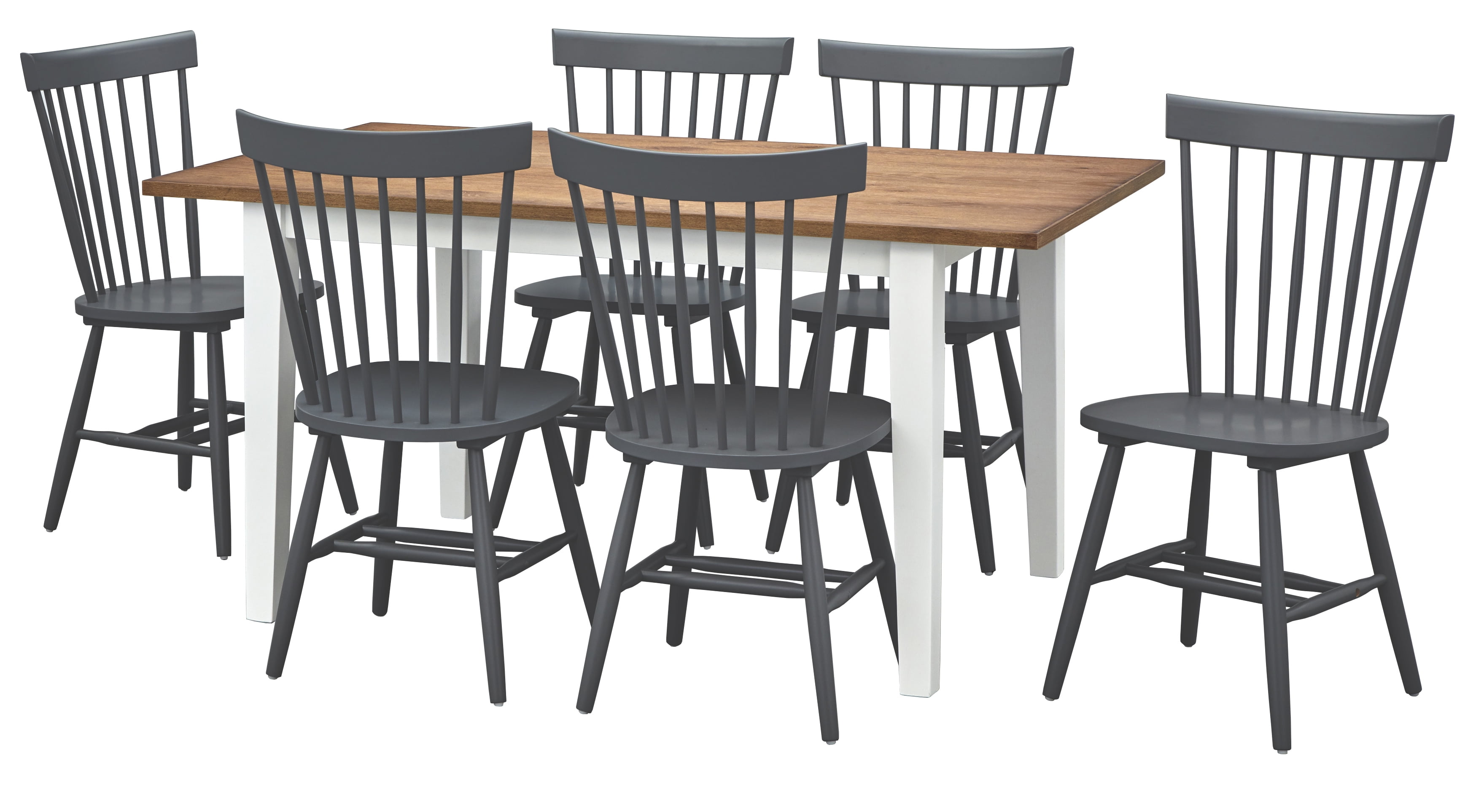 TMS Mayview Farmhouse 7-Piece Dining Set, Driftwood and Charcoal Gray ...