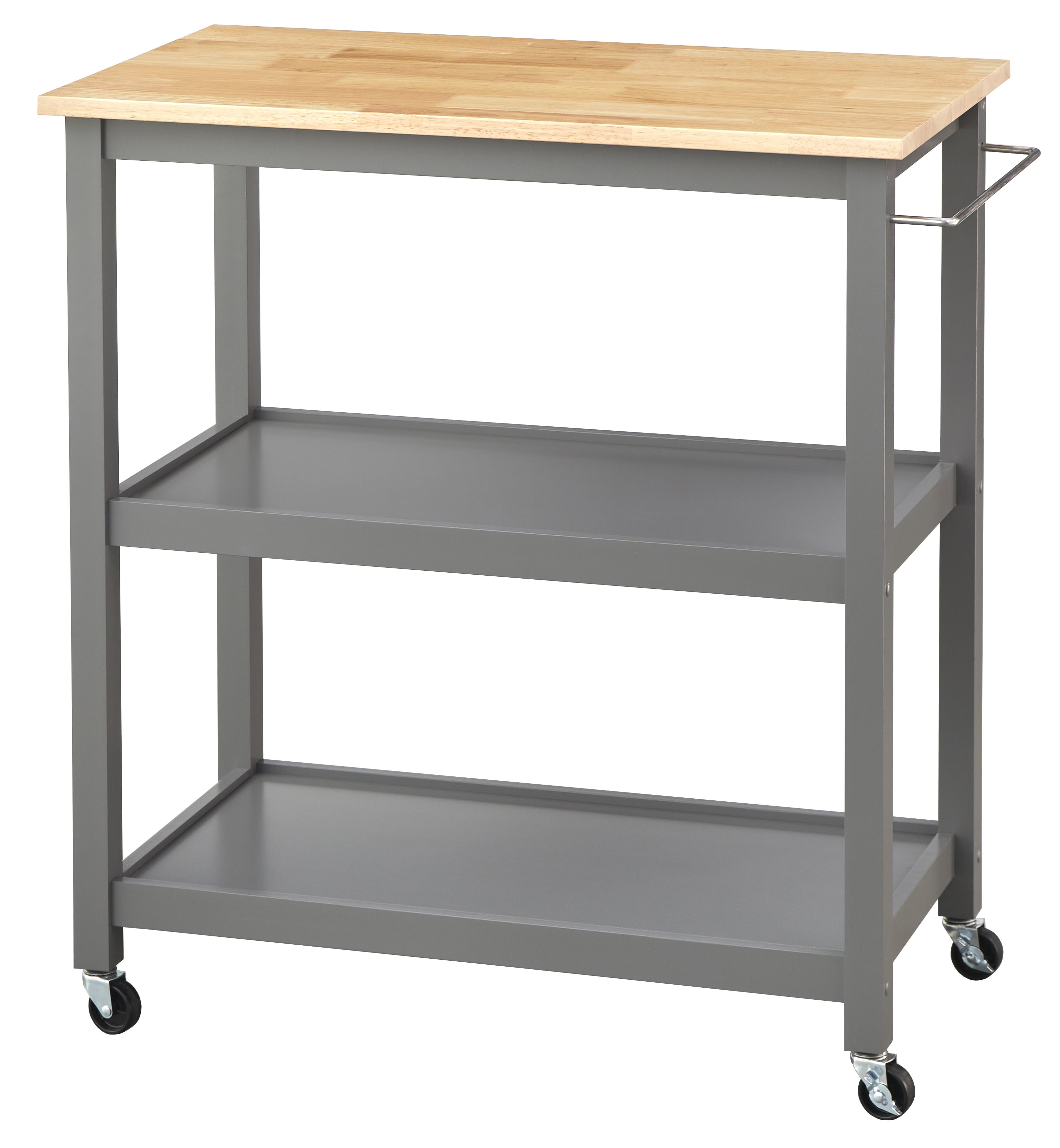 TMS Mylah 2-Tier Butcher Block Rolling Kitchen Storage Cart with Towel ...