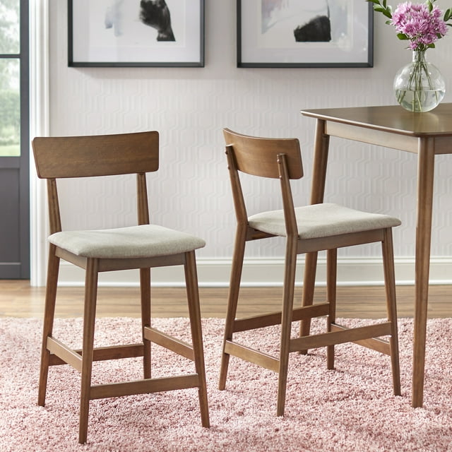 TMS Newington 26” Counter Stool, Walnut and Mocha, Set of 2 - Walmart.com