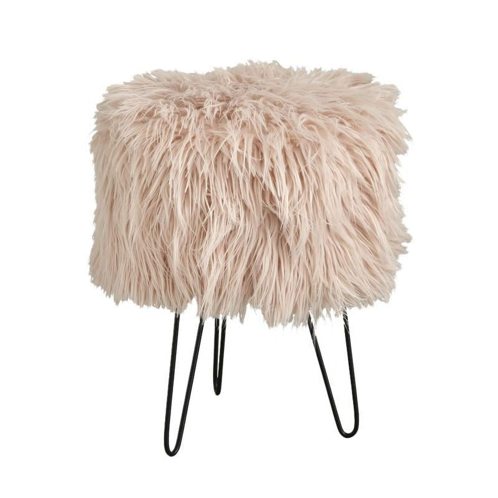 TMS Patrice Round Faux Fur Stool, Multiple Colors - Walmart.com