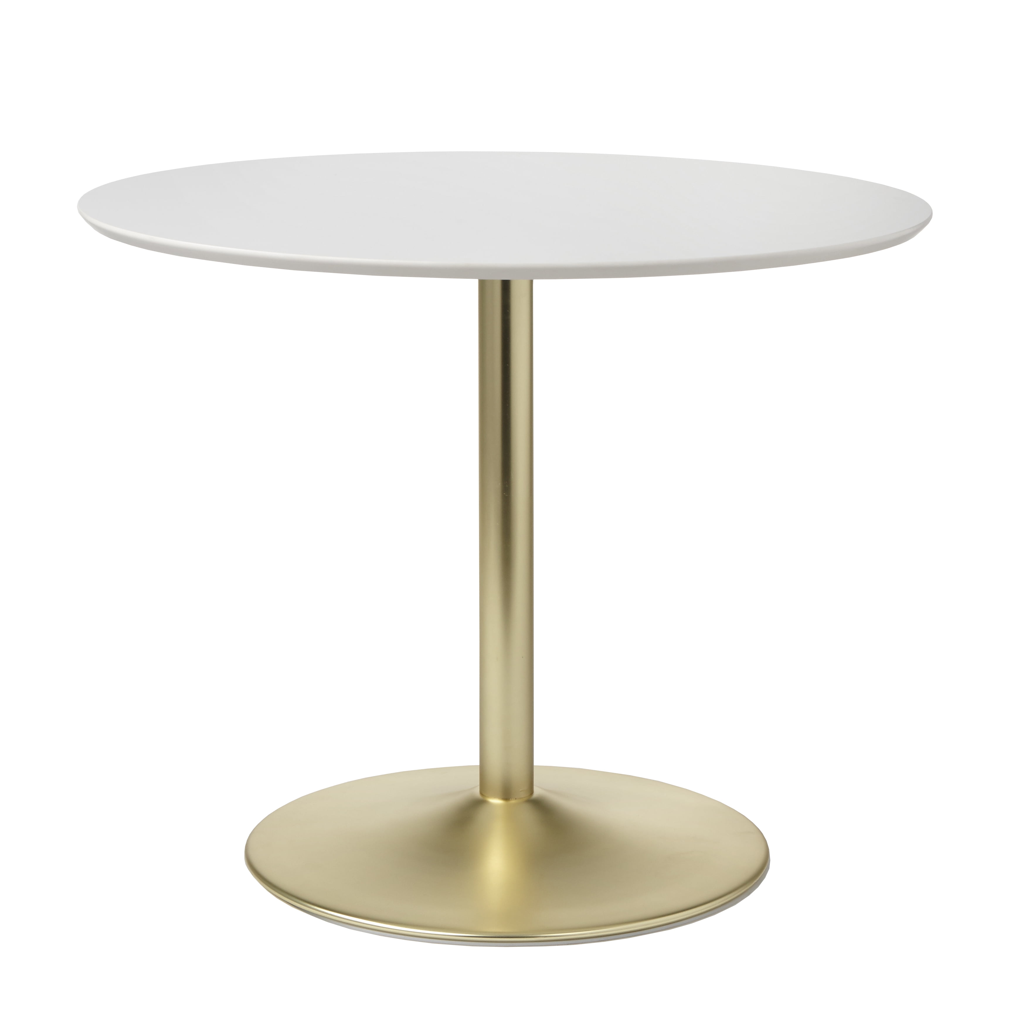 TMS Eldon Round Indoor Metal Pedestal Dining Table, White/Gold ...