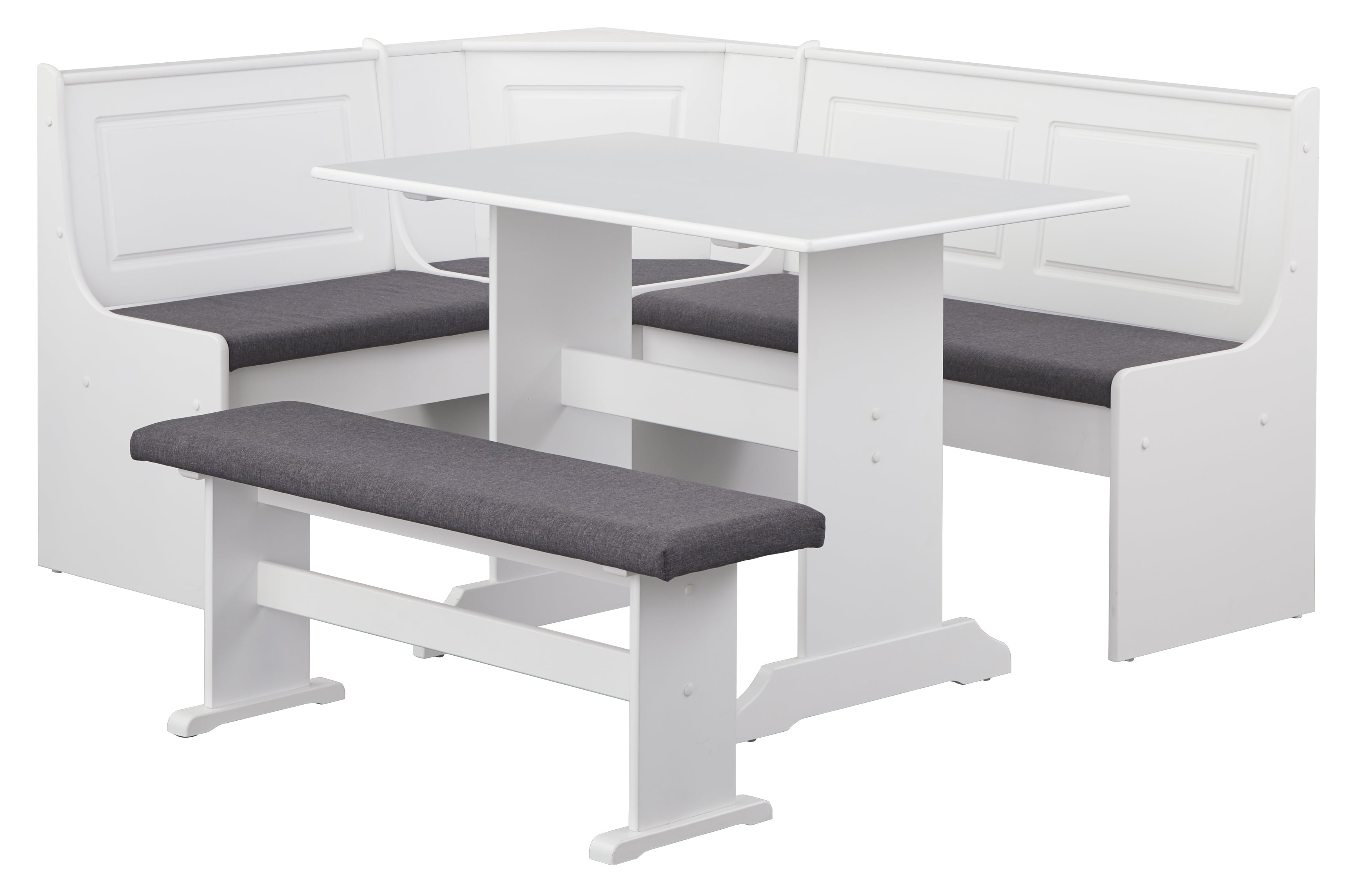 TMS Polly 3-Piece Reversible Indoor Dining Set with Padded Seats, White/Gray - Walmart.com