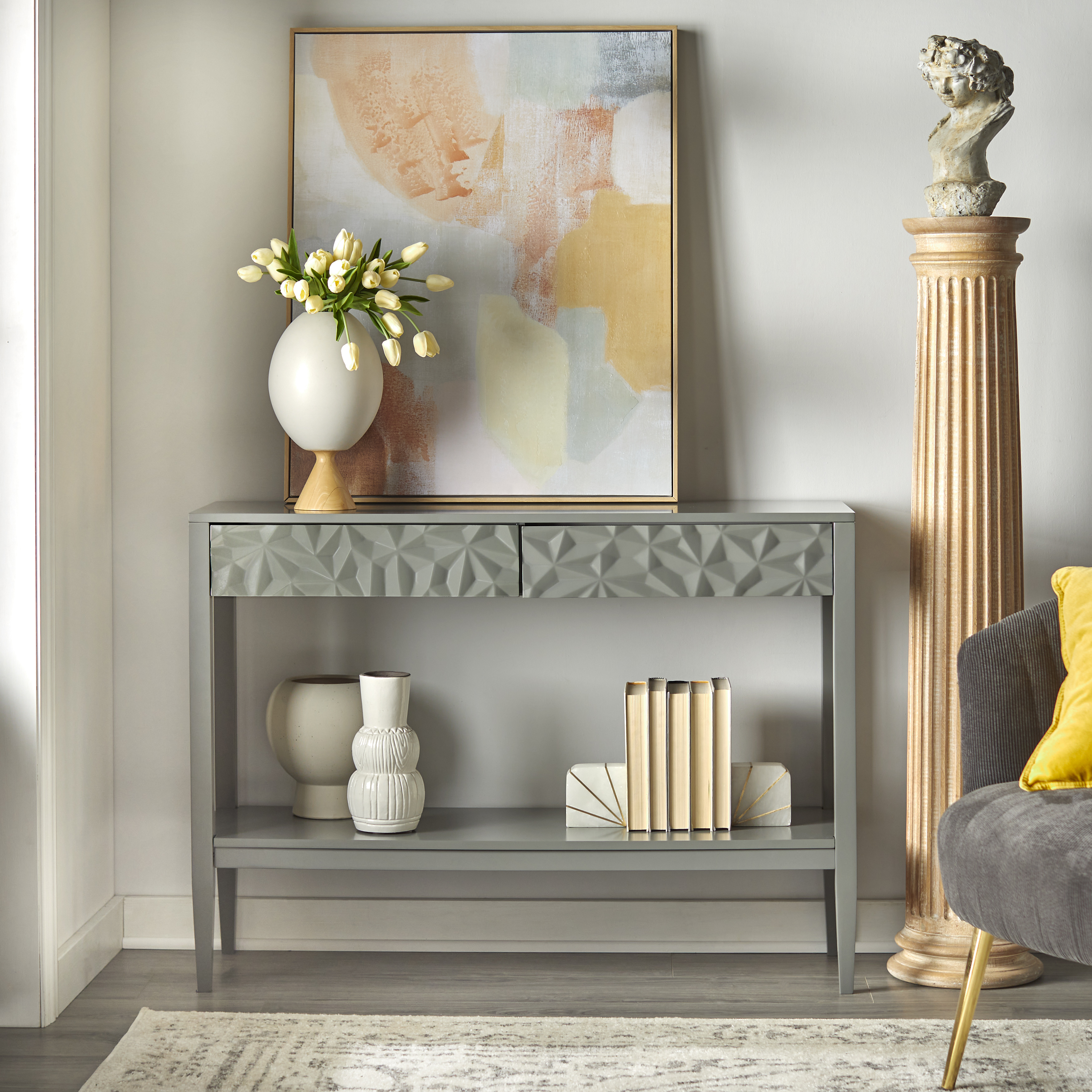 TMS Reggio 2-Drawer Sofa Table, Charcoal Gray - Walmart.com