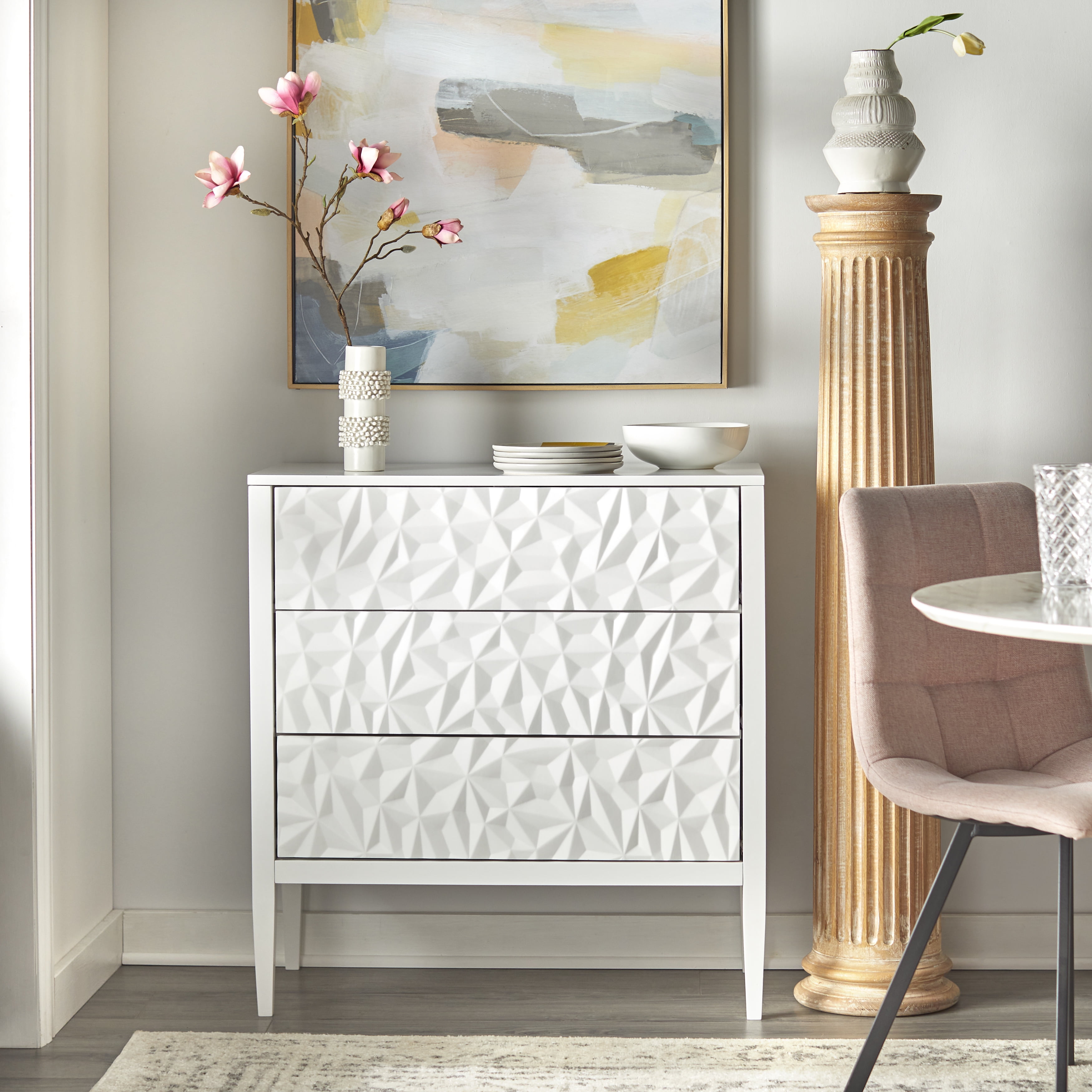 Free Shipping! TMS Reggio 3-Drawer Accent Cabinet White MDF Pinewood ...