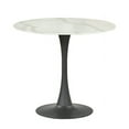 TMS Rho 35.5" Round Indoor Pedestal Dining Table, Black/White Faux ...