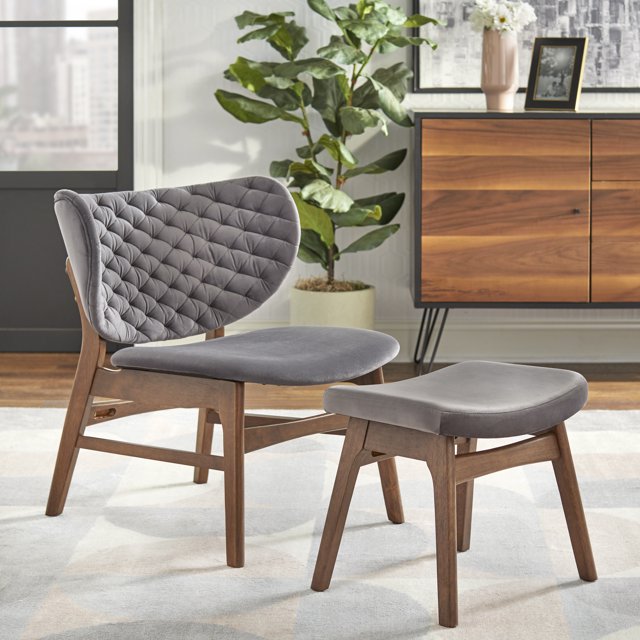 TMS Sense Lounge Chair and Ottoman Set, Walnut and Gray - Walmart.com