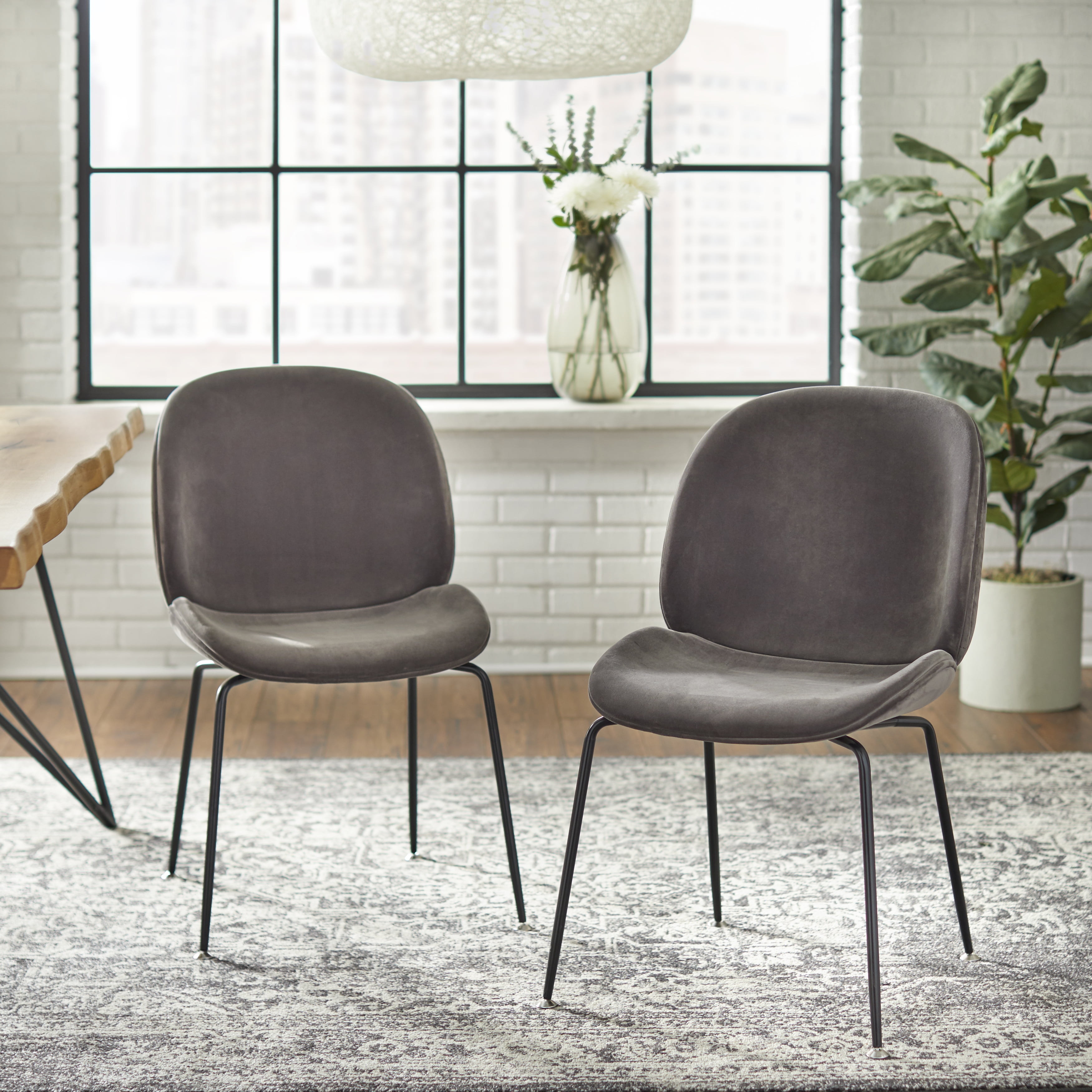 TMS Shelly Beetle Chair (Set of 2), Gray - Walmart.com