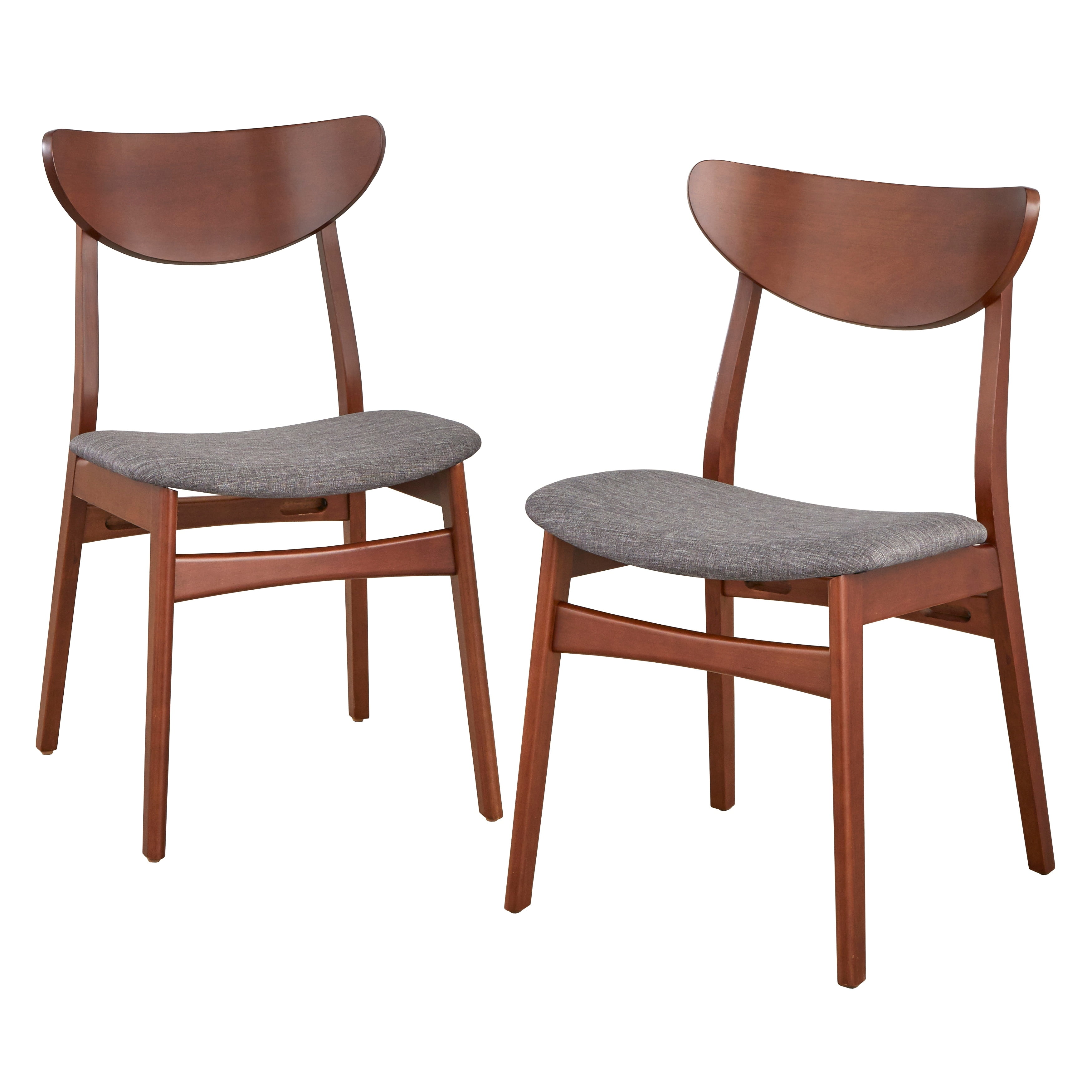 TMS Tania Midcentury Walnut Dining Chairs, Dark Gray Upholstery ...