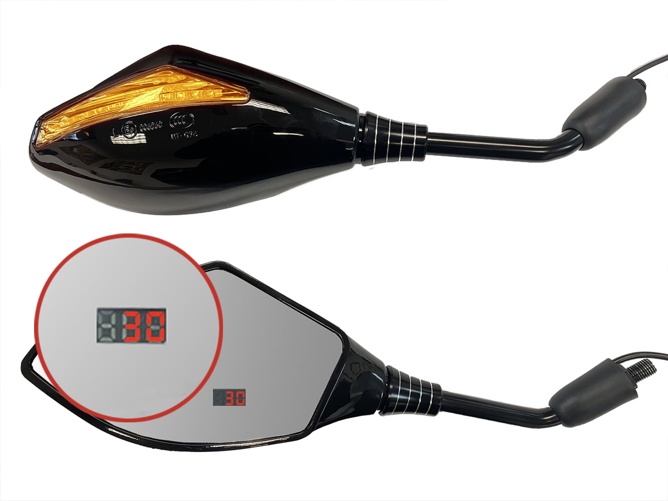TMS Universal Headup Integrated Rear View Side Motorcycle Mirrors 10mm ...