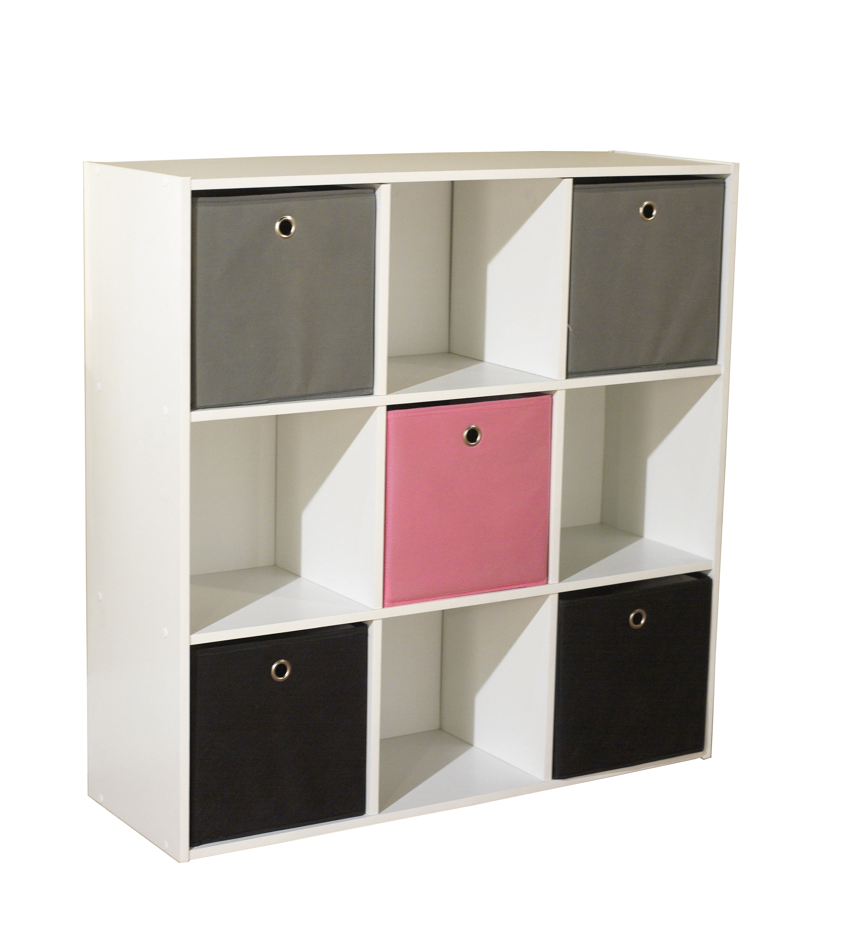 Free Shipping! TMS Utility Kids Wood Bookshelf with 5 Foldable Fabric ...