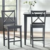 Virginia Cross-Back Counter Stools 24", Set of 2, Black - Walmart.com